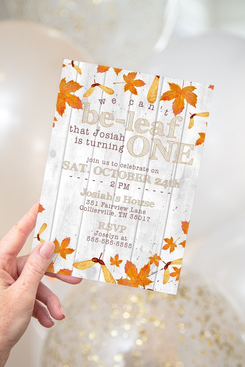 Fall, Autumn Birthday Party Invitation DIGITAL DOWNLOAD Printable ...