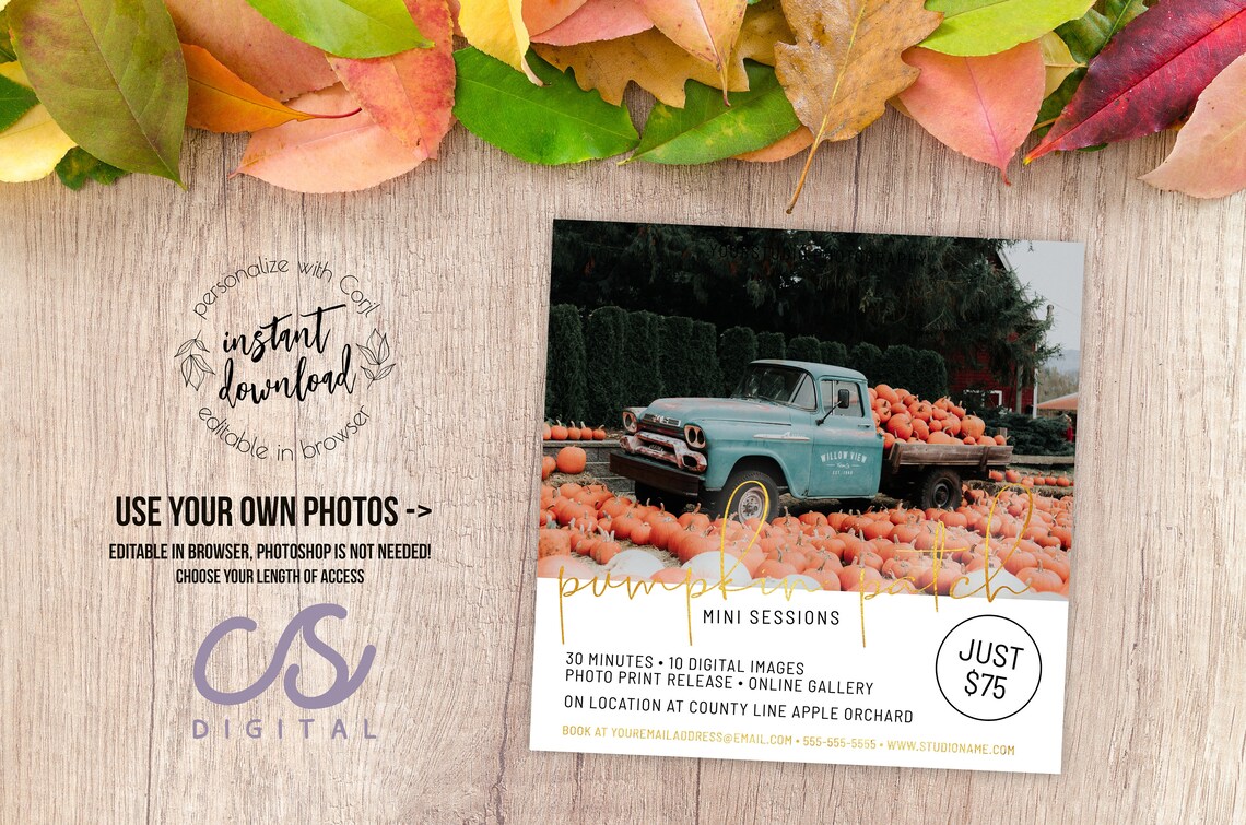 Pumpkin Patch Fall Mini Session Photography Advertisement INSTANT ...
