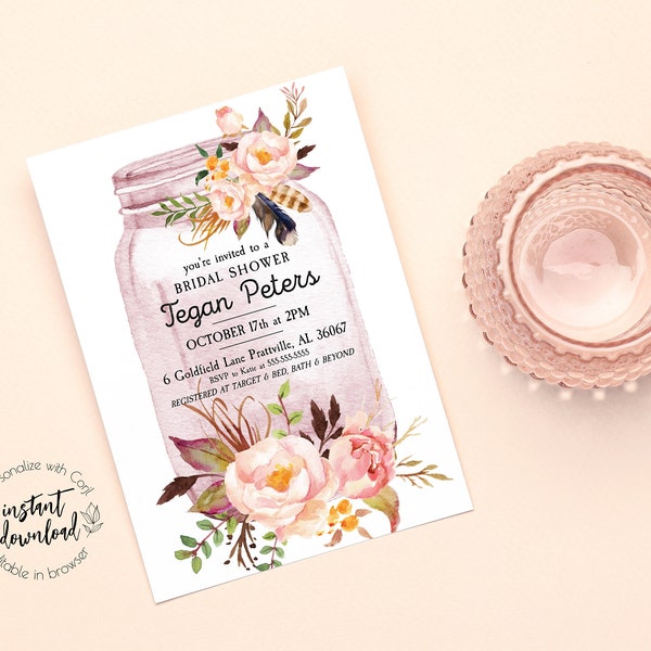 Mason Jar Invitation - Etsy