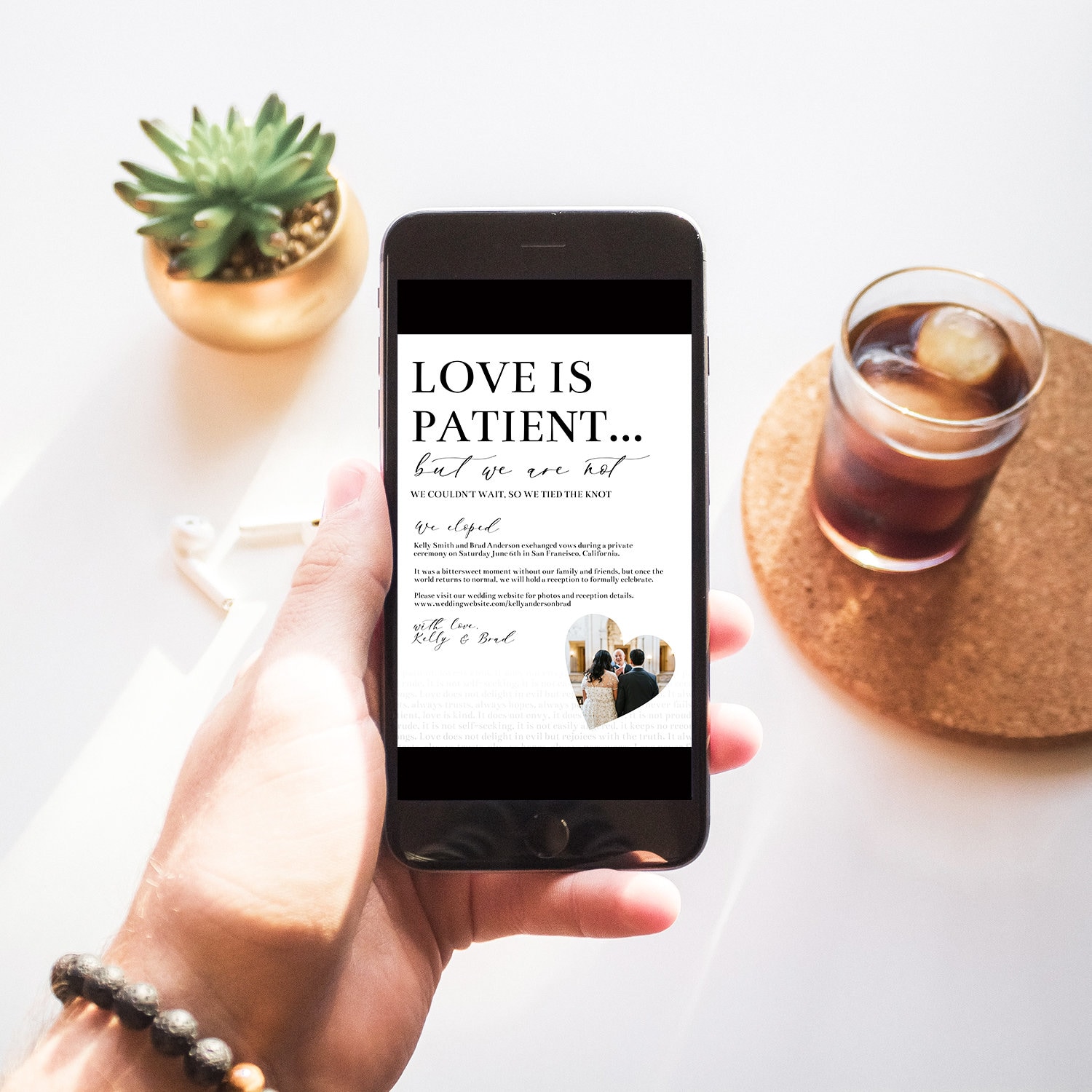 Love is Patient but We Are Not, Elopement Announcement INSTANT DIGITAL ...