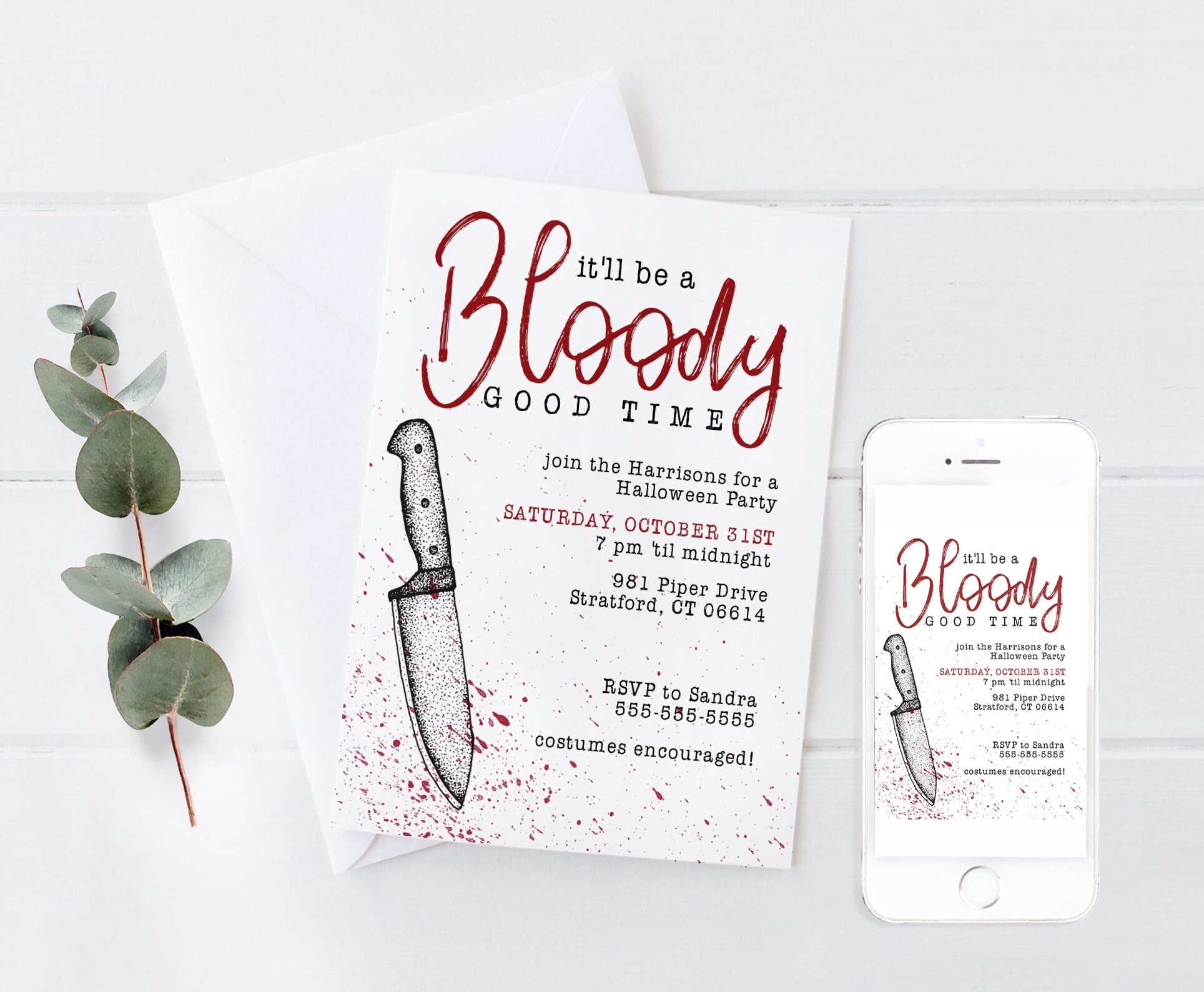 Bloody Good Time Halloween Party Invitation DIGITAL DOWNLOAD Printable ...