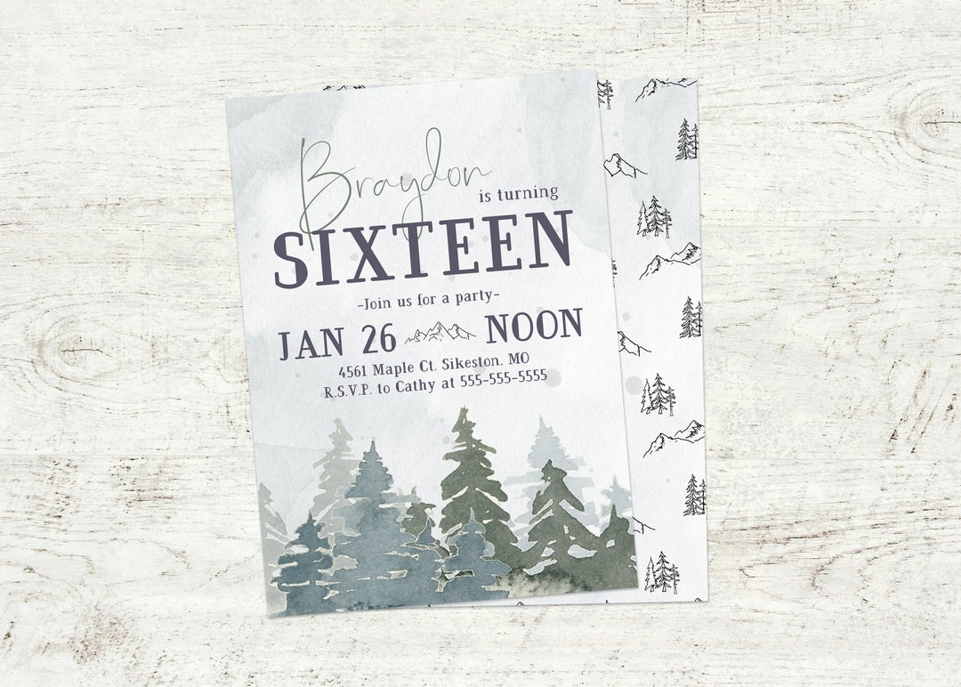 Rustic Forest Birthday Party Invitation Forest & Mountain Themed Boys ...