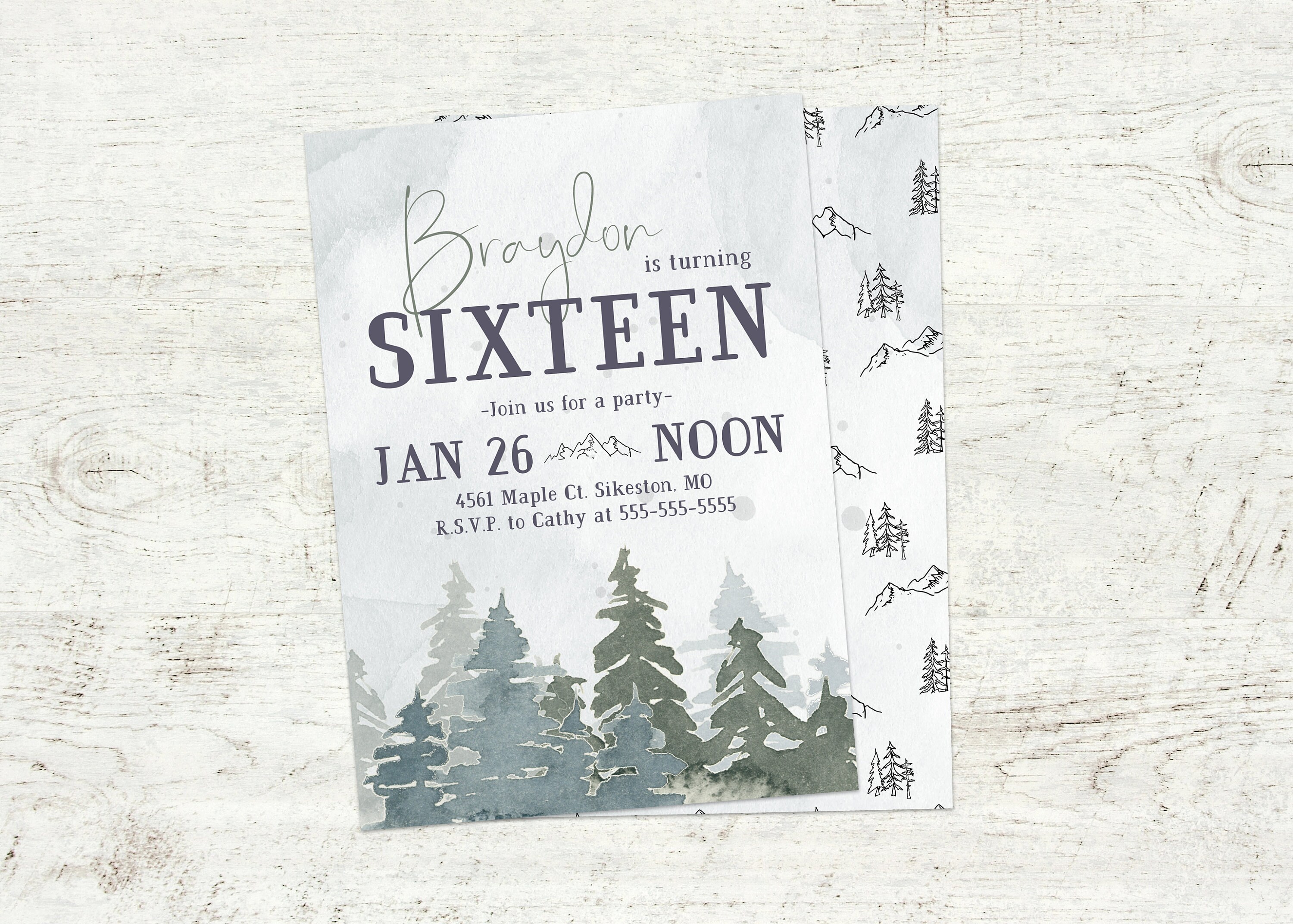 Rustic Forest Birthday Party Invitation Forest & Mountain Themed Boys ...