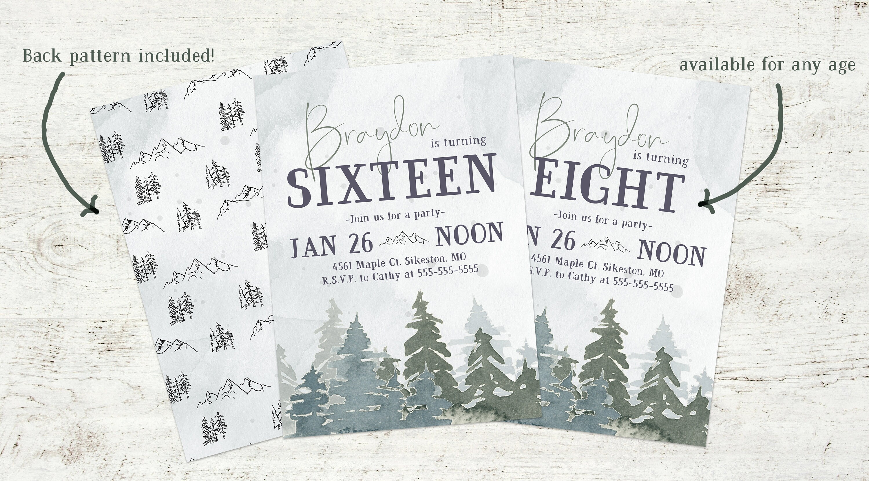 Rustic Forest Birthday Party Invitation Forest & Mountain Themed Boys ...