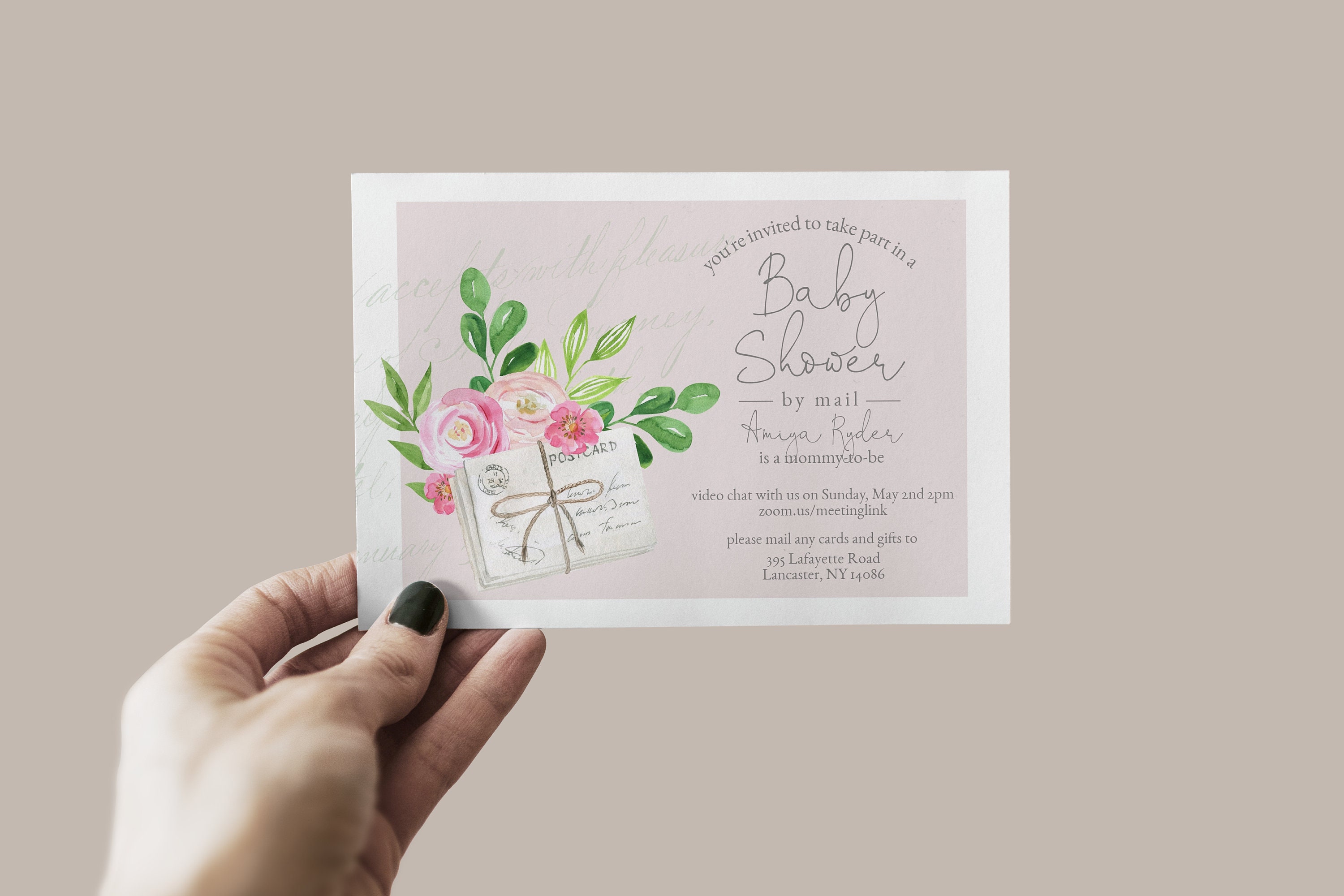 Baby Shower by Mail Postal Invitation INSTANT DIGITAL DOWNLOAD - Etsy