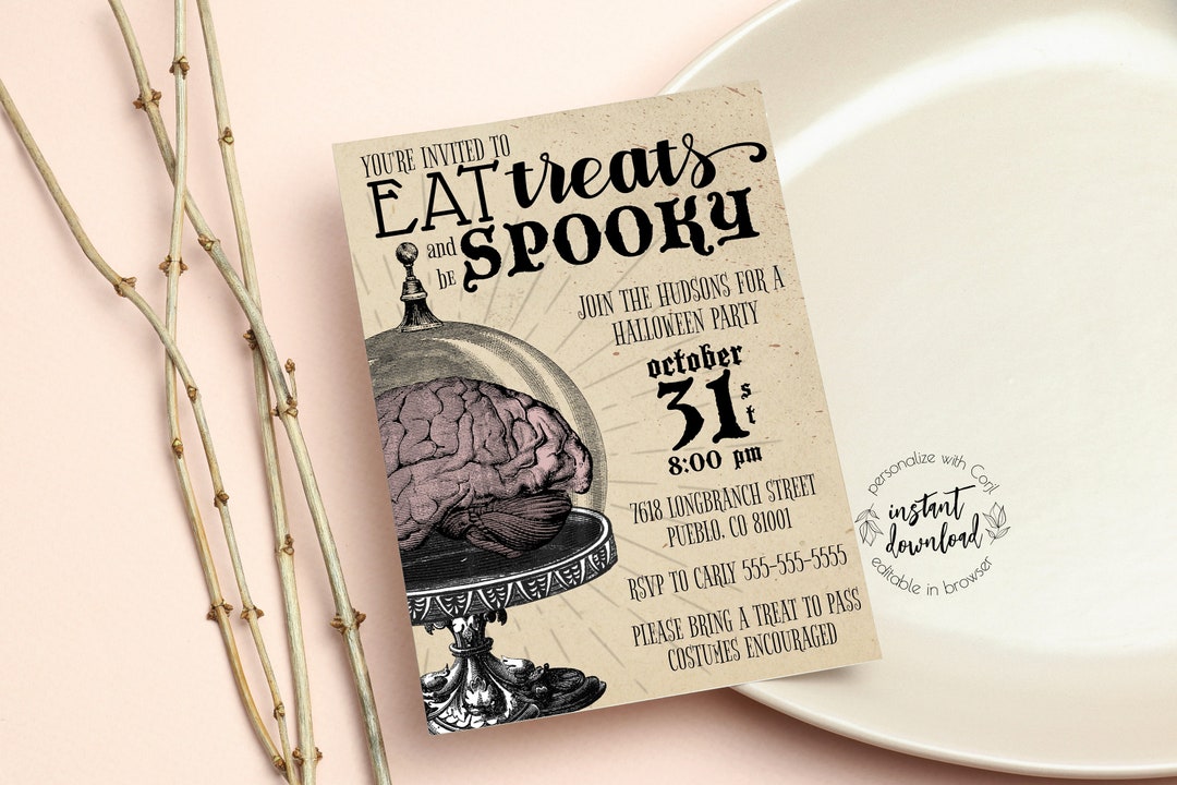 Eat Treats and Be Spooky Halloween Party Invitation DIGITAL - Etsy