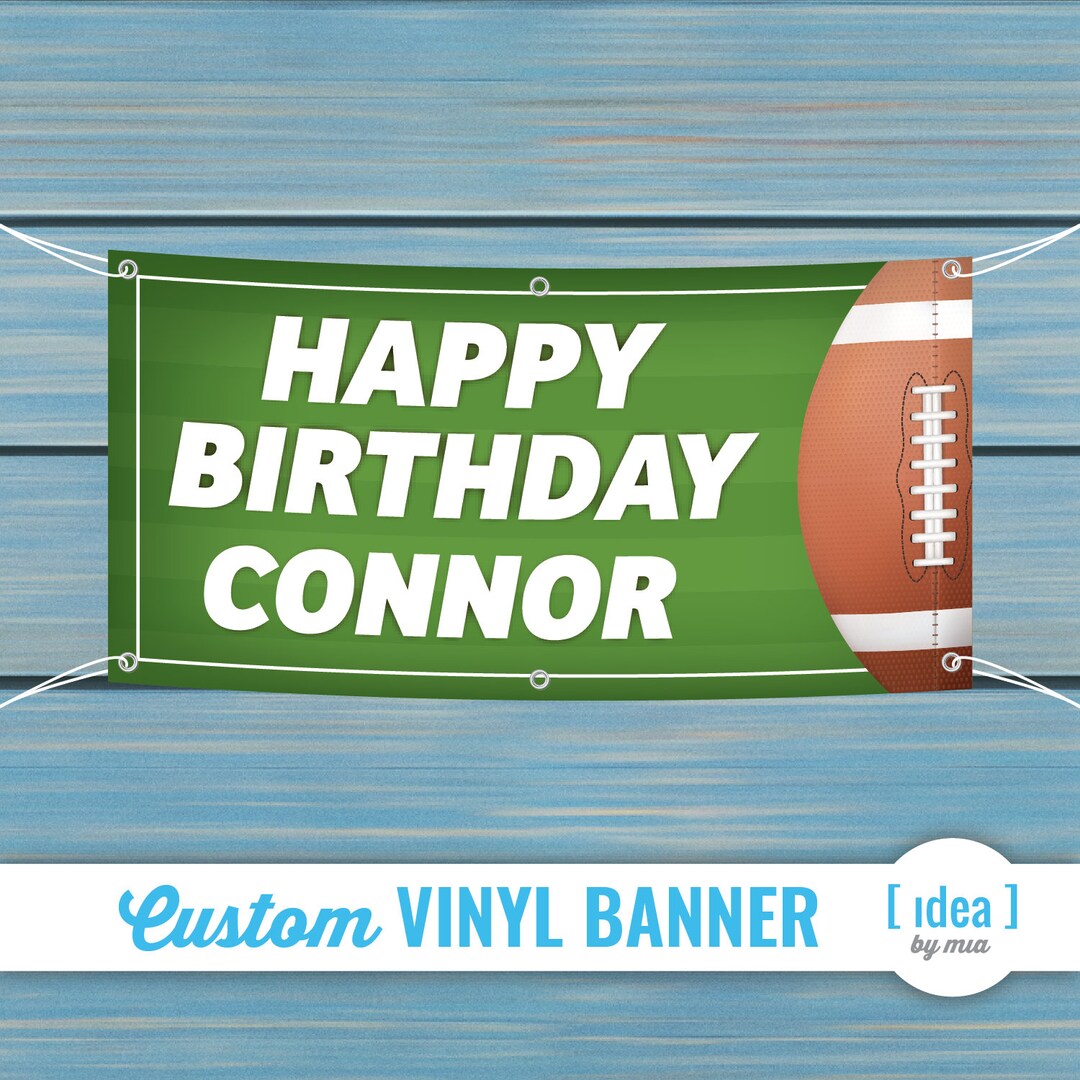 Happy Birthday Banner, Custom Personalized Banner, Football Banner, Boy ...