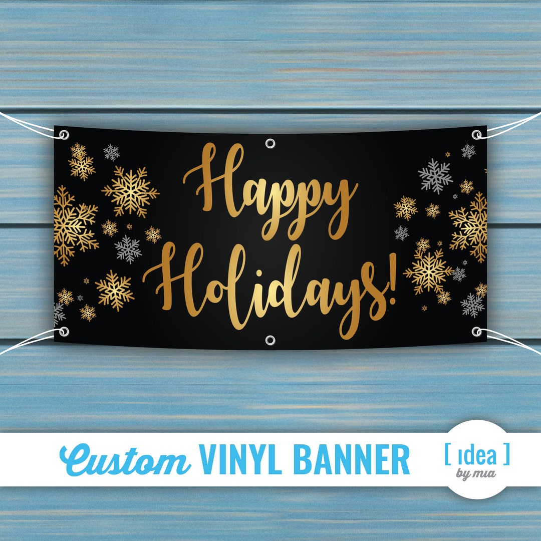 Happy Holiday Banner, Custom Personalized Banner, Corporate Banner ...