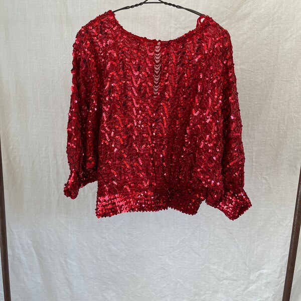 Red Sequin Top - Etsy