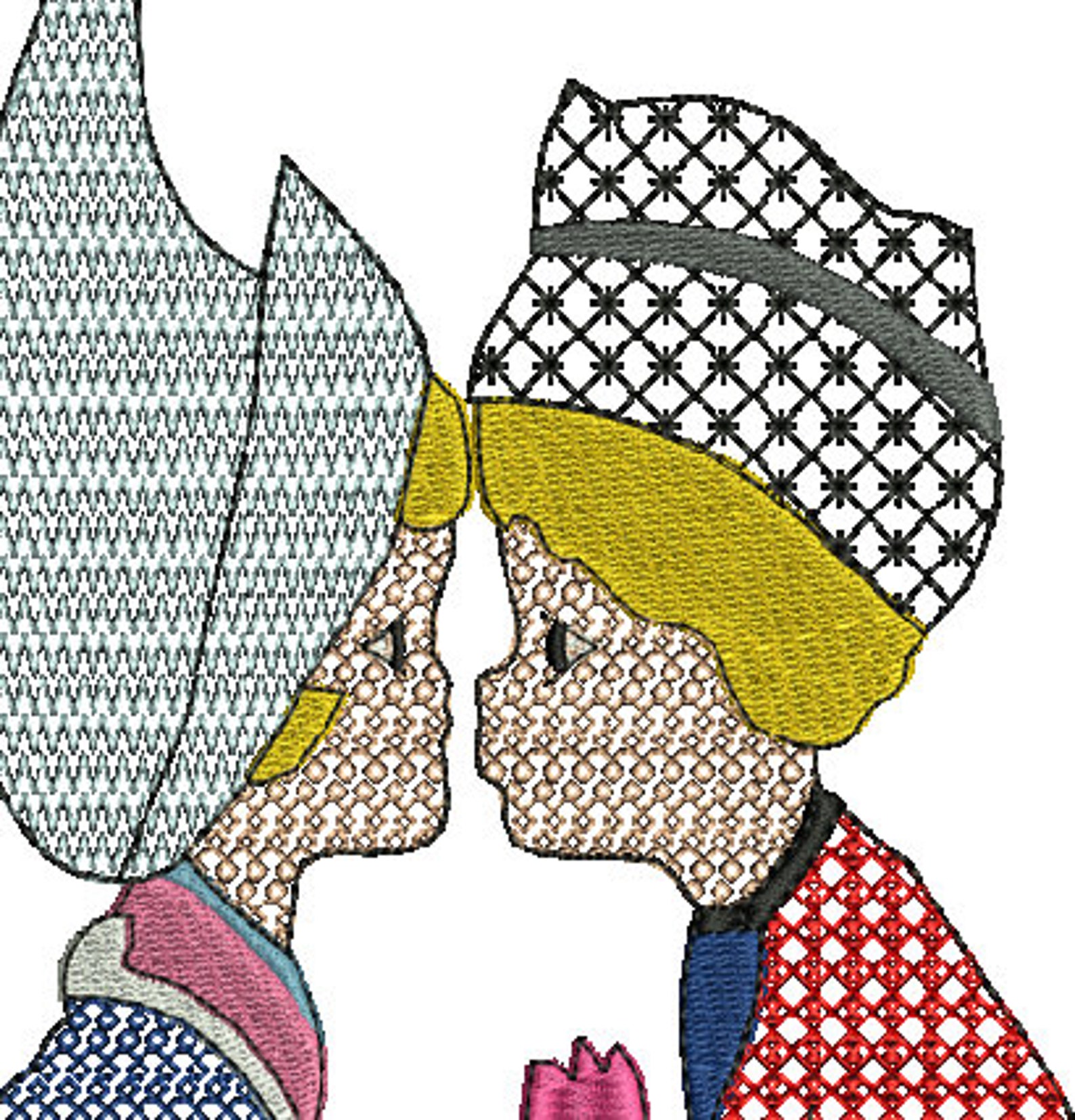World Couple Dutch Machine Embroidery Colorline Design,4 Sizes,8 ...