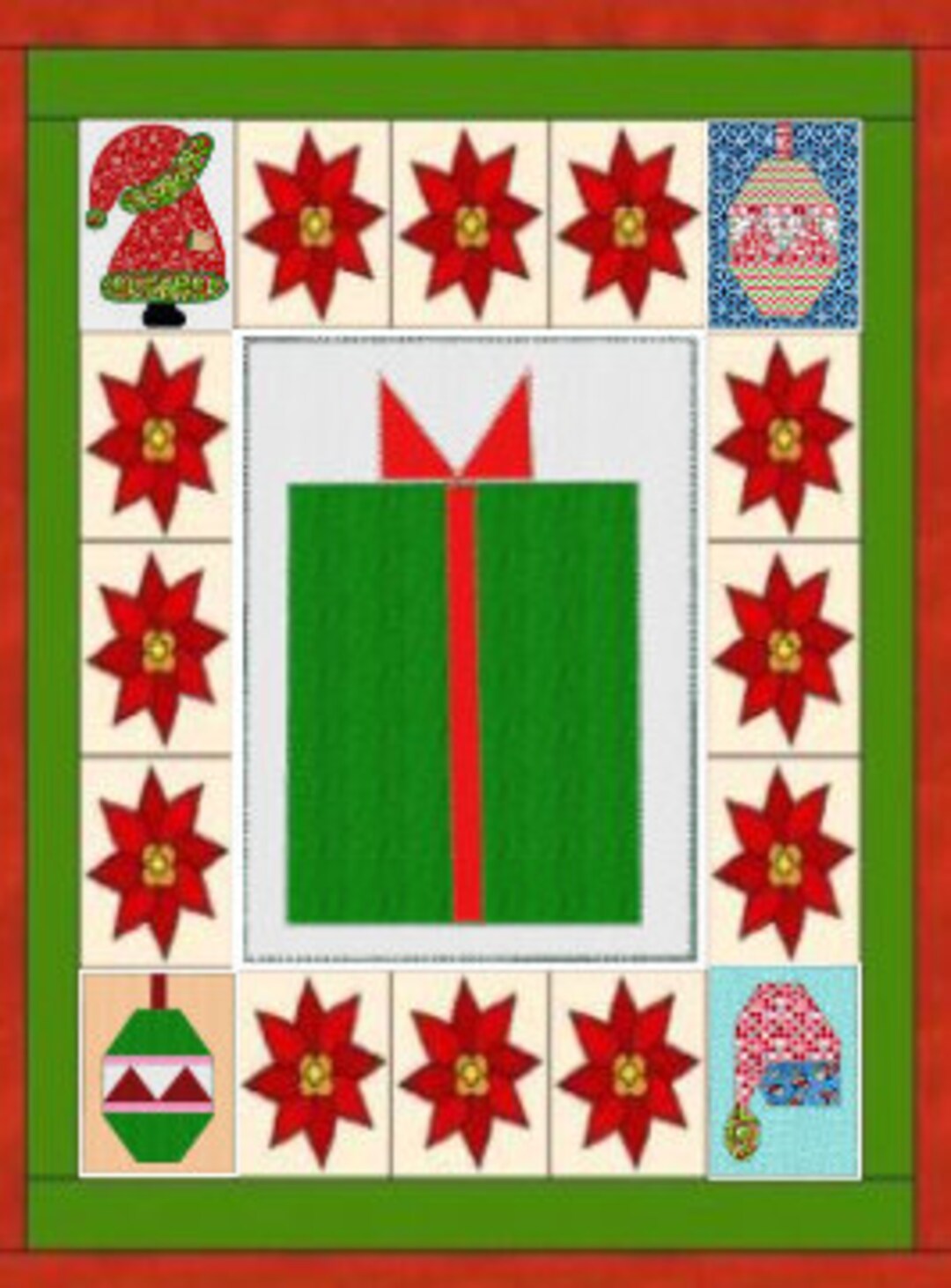 Christmas Present1 Quilt Block Embroidery Applique, 4 Sizes, 8 Formats ...