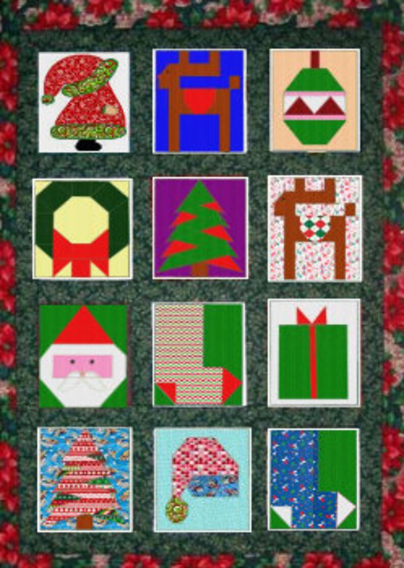 Christmas Santa Quilt Block Embroidery Applique 4 Sizes 8 | Etsy