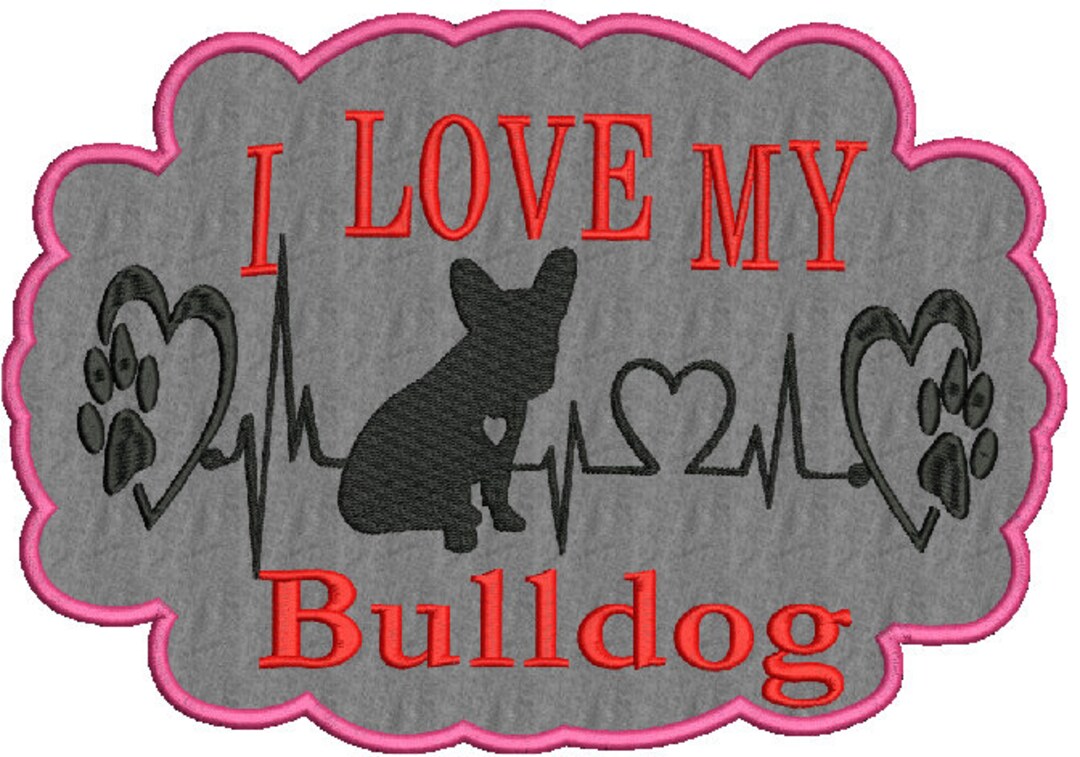 Bulldog Sign Machine Embroidery Applique,4 Sizes,8 Formats(dst,exp,jef ...