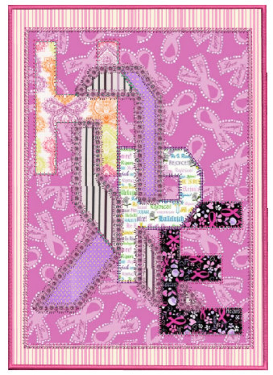 Cancer Hope Quilt Block Applique Machine Embroidery, 8 Formats(dst,exp ...