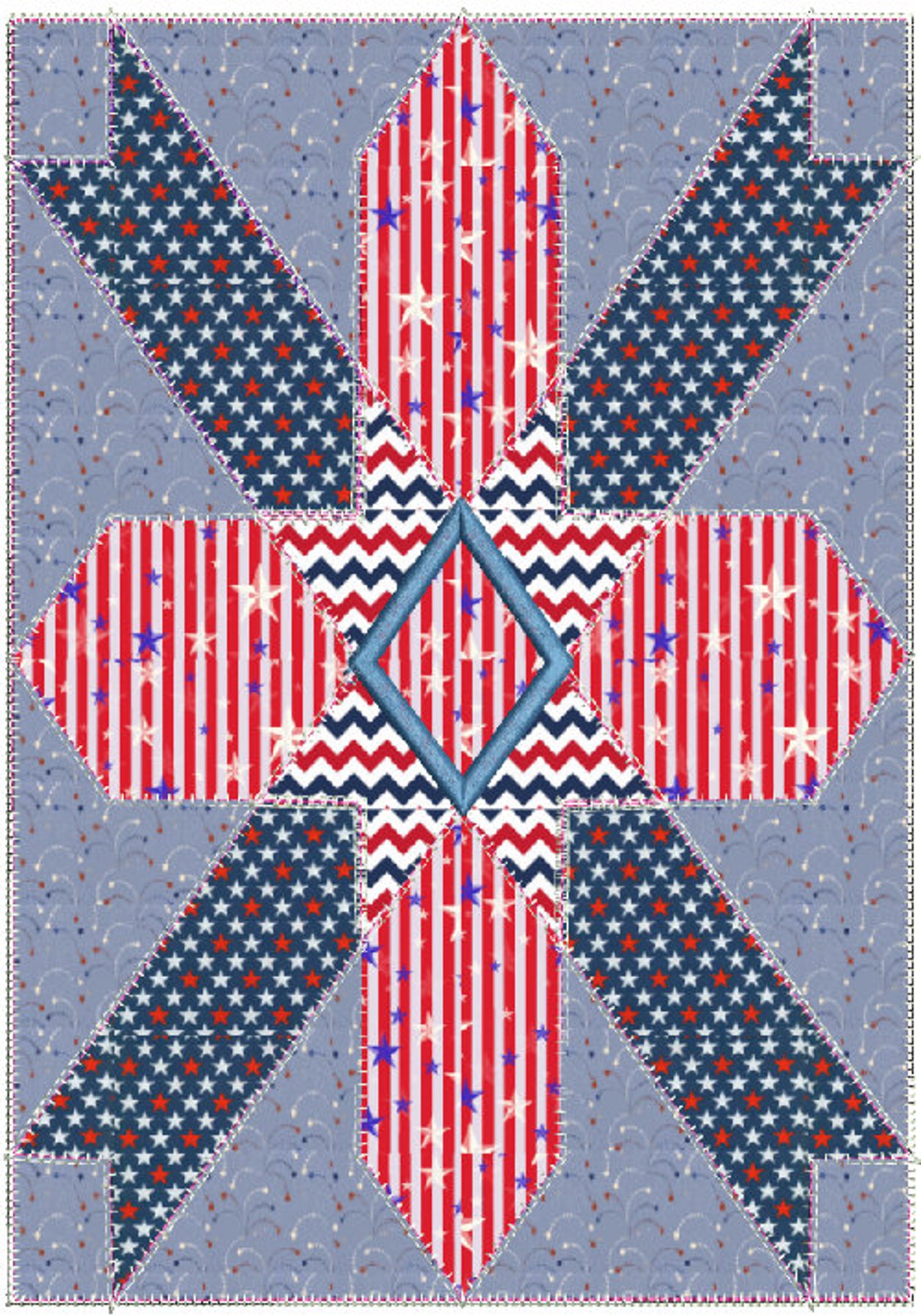 Freedom Star Quilt Block Machine Embroidery Applique,4 Sizes,8 Formats ...