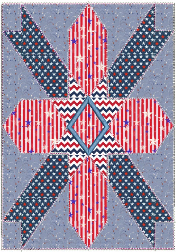 Freedom Star Quilt Block machine embroidery Applique4 sizes8 | Etsy