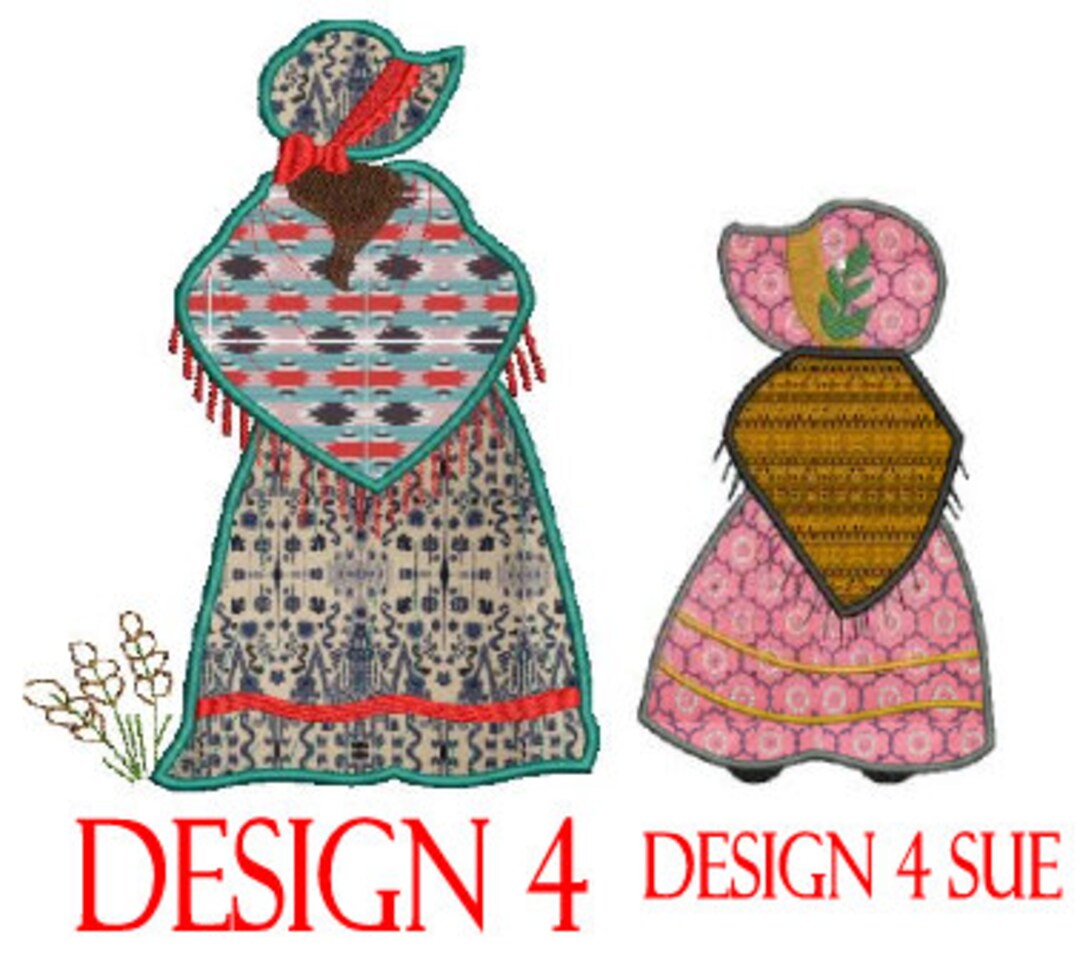 Southern Belle Design 4 and Sue Embroidery Applique 2 Designs,4 Sizes,8 ...