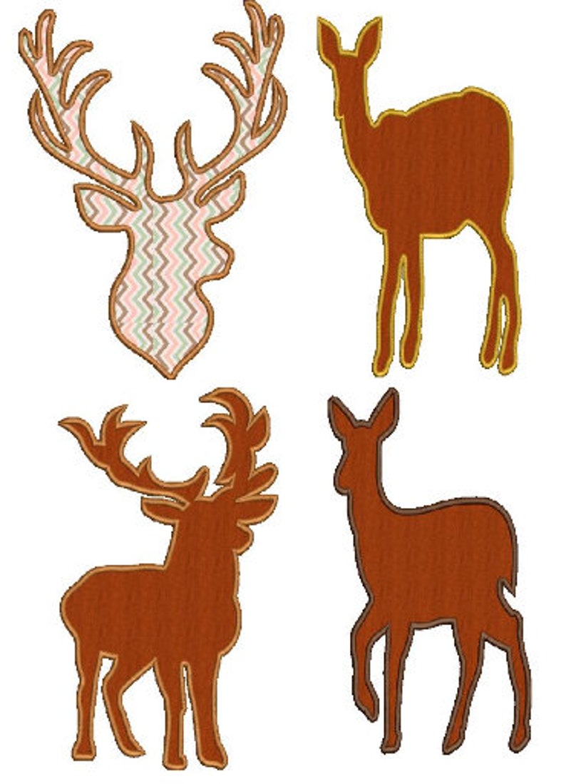 Dallas Deer Design2 Applique Machine Embroidery,4 Sizes,8 Formats(dst ...