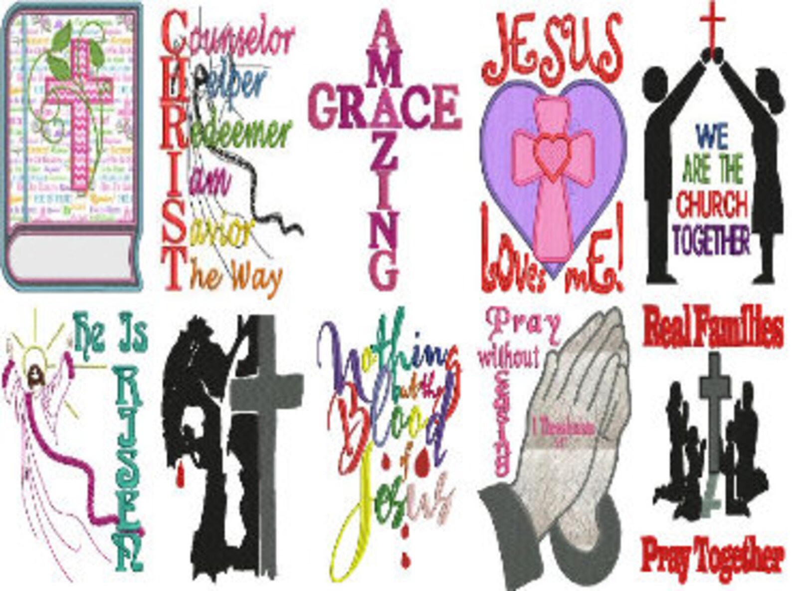 Amazing Grace Applique Machine Embroidery Applique Design,4 Sizes,8 ...