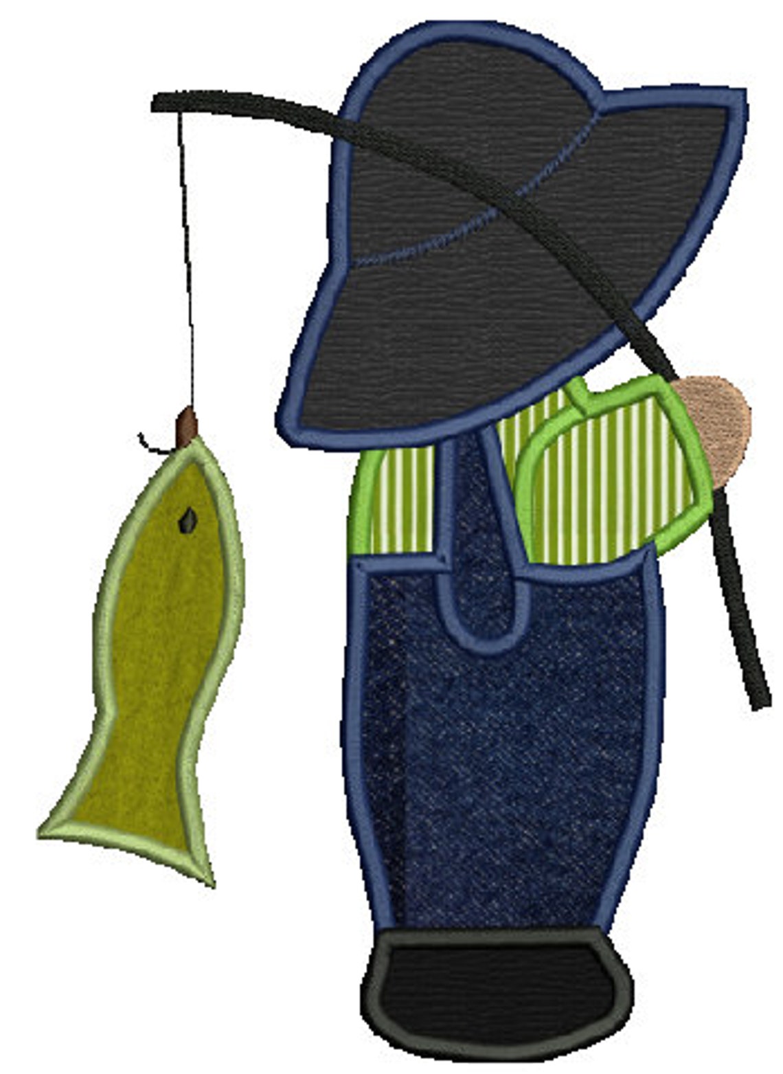 Overall Bill Fishing Machine Embroidery Applique Design4 - Etsy