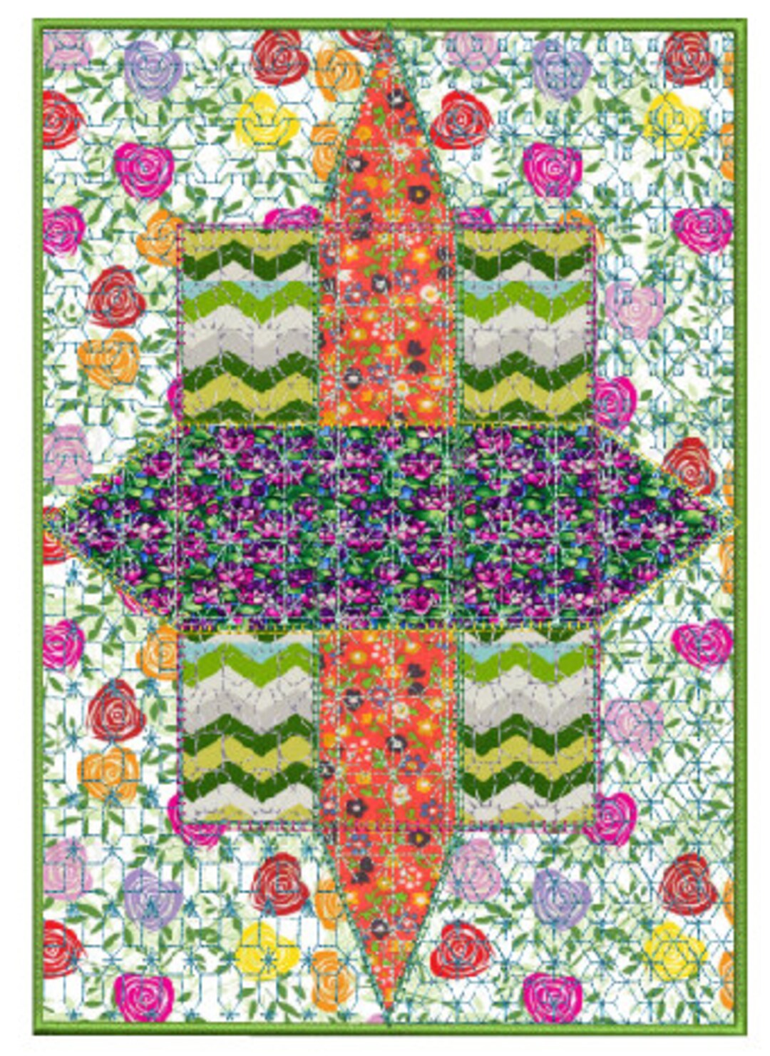 Design 5 Quilt Block Embroidery Applique Design, 4 Sizes, 8 Formats(dst ...