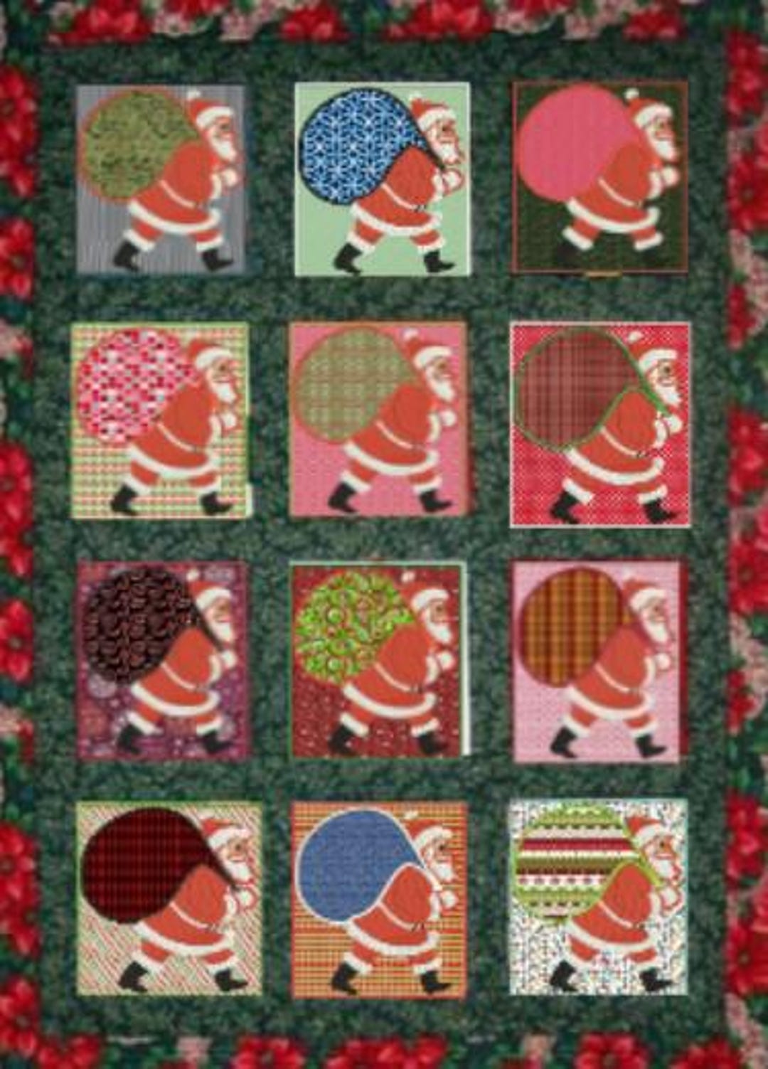 Santa With Toy Bag Quilt Block Embroidery Applique, 4 Sizes, 8 Formats ...