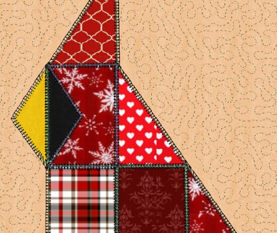 Cardinal Quilt Block Machine Embroidery,4 Sizes,8 Formats(dst,exp,jef ...