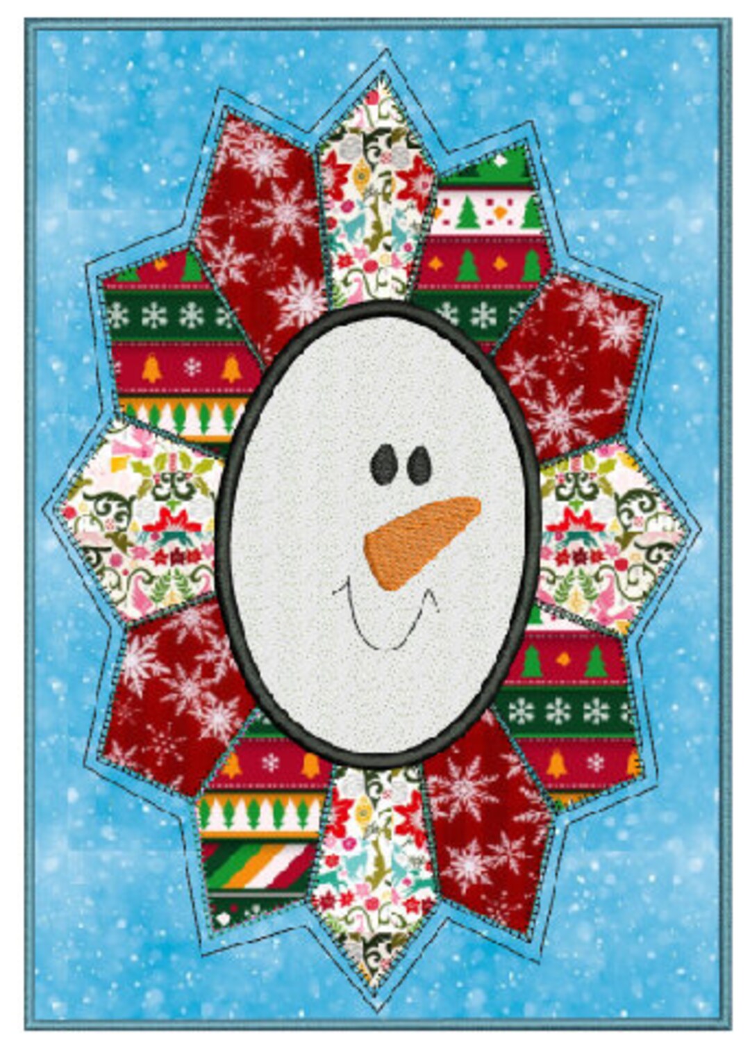 Christmas Snowman Quilt Block Embroidery Applique, 4 Sizes, 8 Formats ...