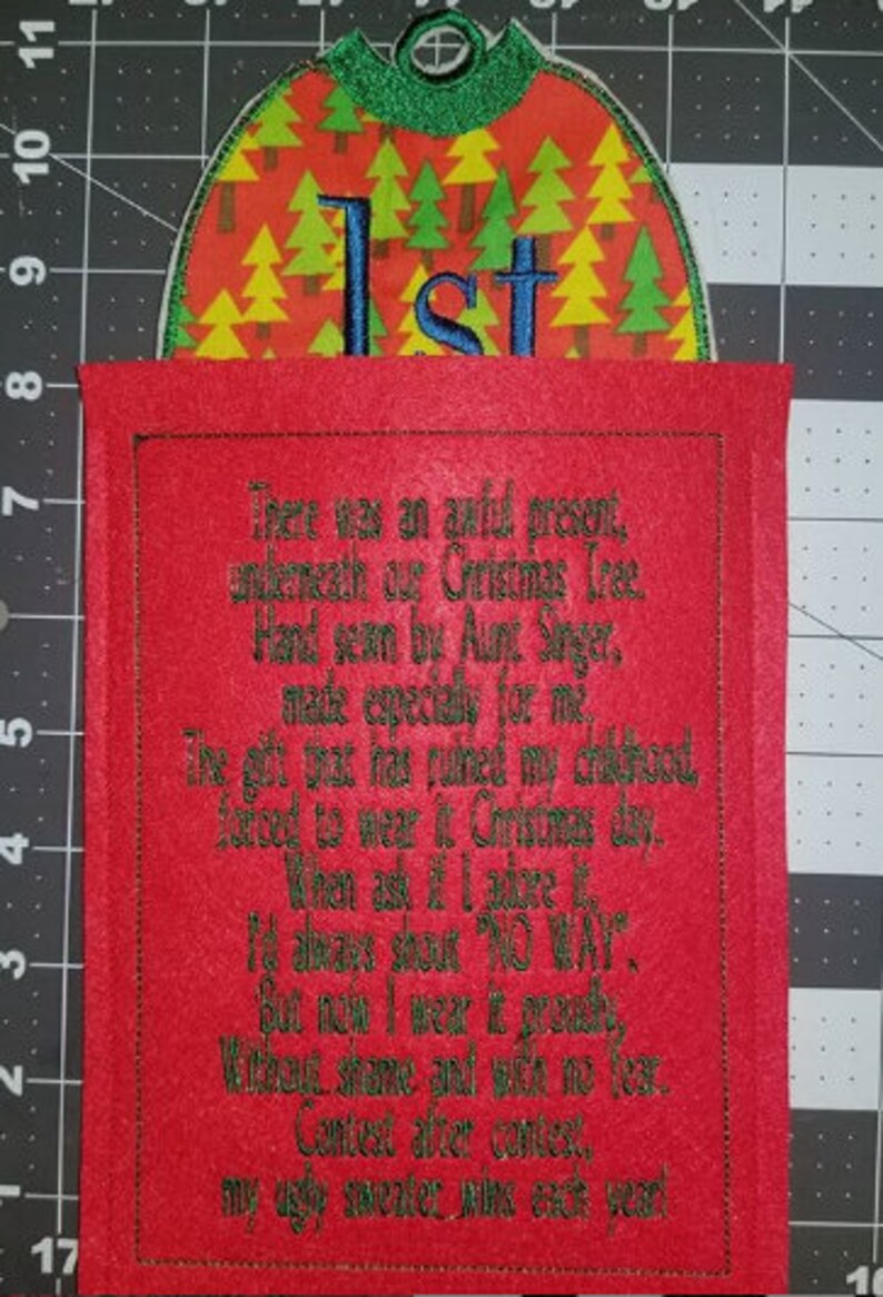 Ugly Sweater Ornament and Poem Machine Embroidery Applique2 | Etsy