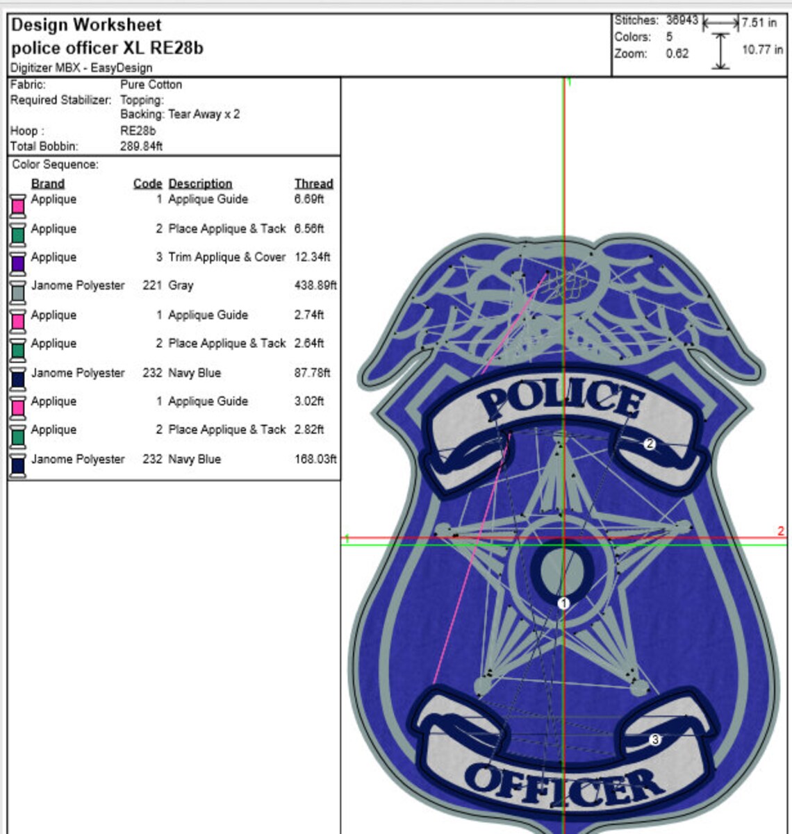 Police Officer Machine Embroidery Applique 4 Sizes 8 - Etsy