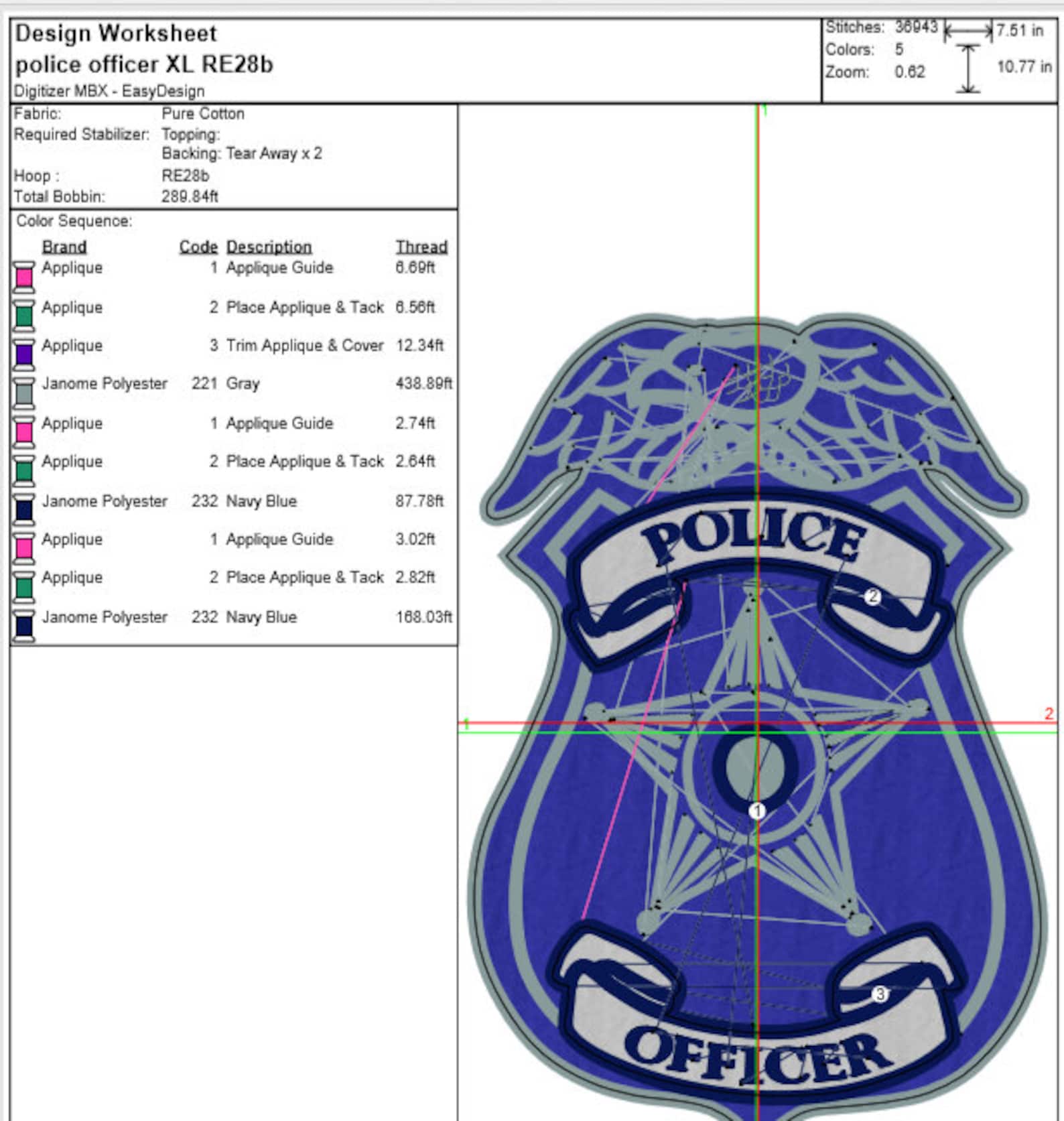 Police Officer Machine Embroidery Applique 4 Sizes 8 | Etsy