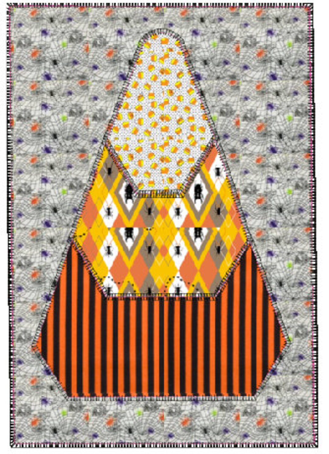 Halloween Candycorn Quilt Block Machine Embroidery Applique,3 Sizes,8 ...