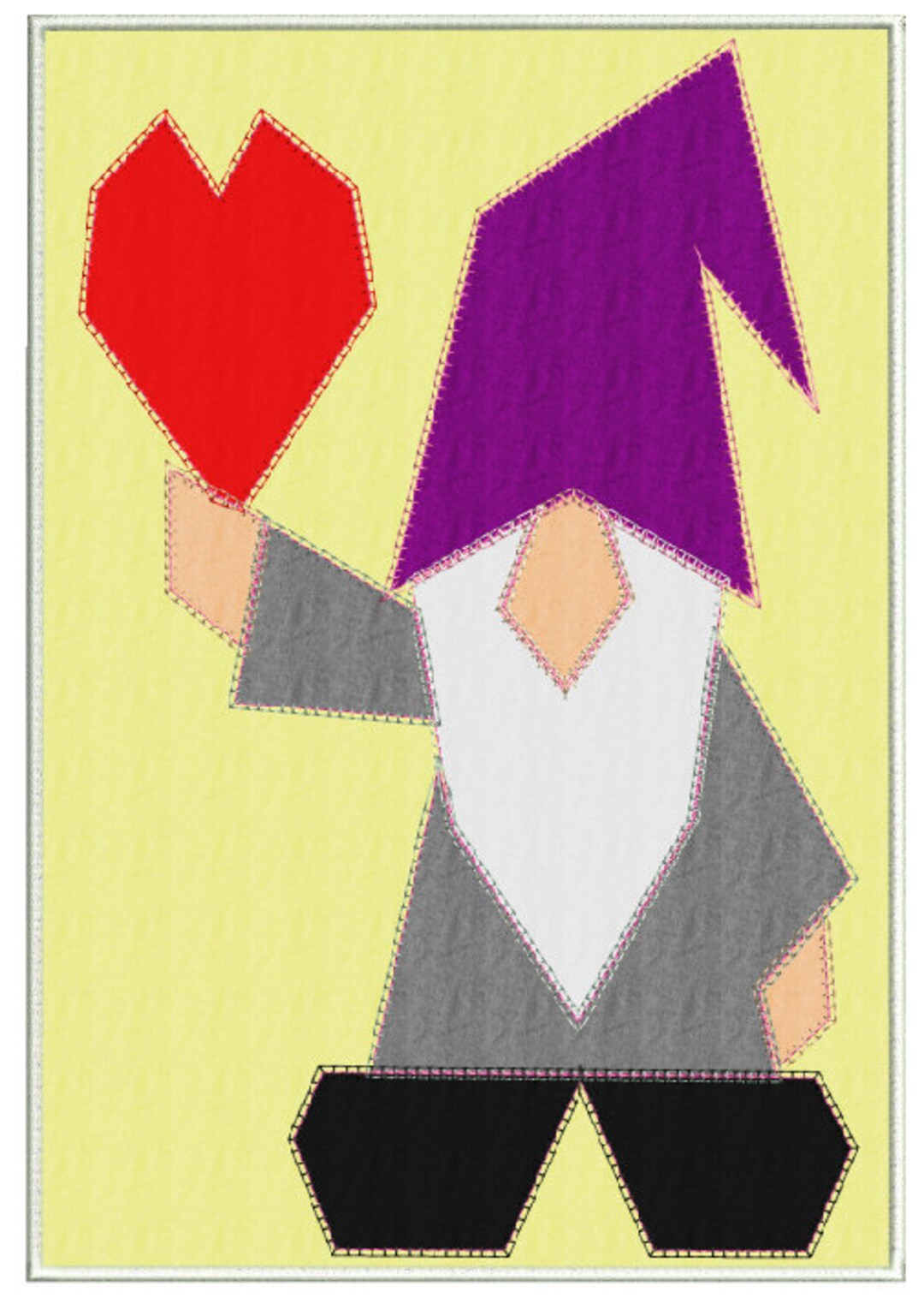 Gnome Quilt Block Embroidery Applique, 3 Sizes, 8 Formats(dst,exp,jef ...