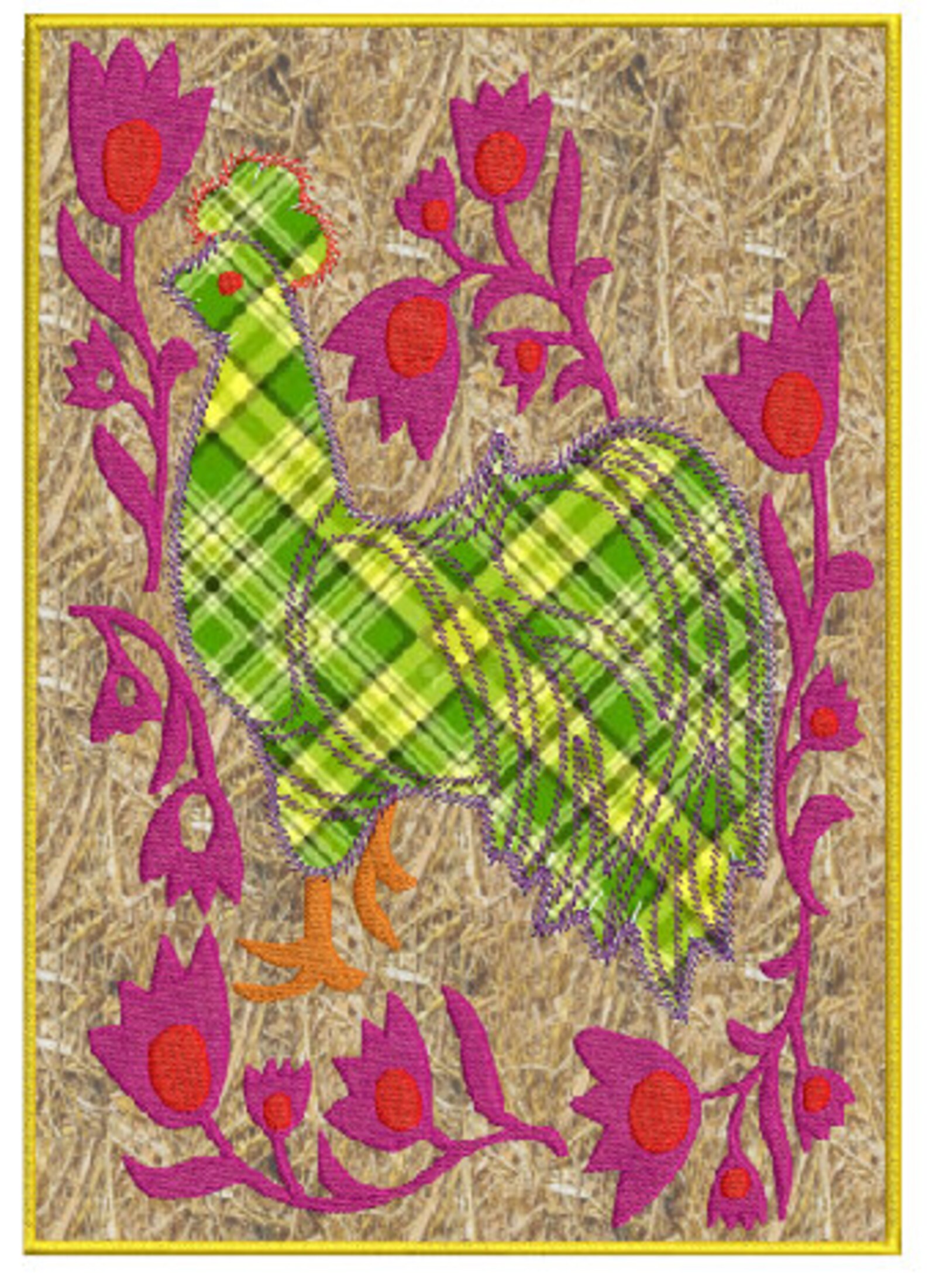 Design 2 Chicken Quilt Block Embroidery Applique Design, 4 Sizes, 8 ...