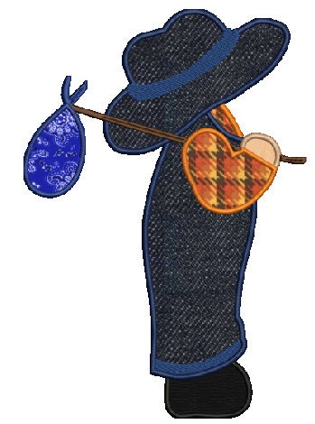 REVISED Hobo Sam Overall Bill Embroidery Applique Design4,4 Sizes,8 ...