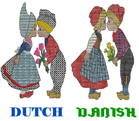 World Couple Dutch Machine Embroidery Colorline Design,4 Sizes,8 ...