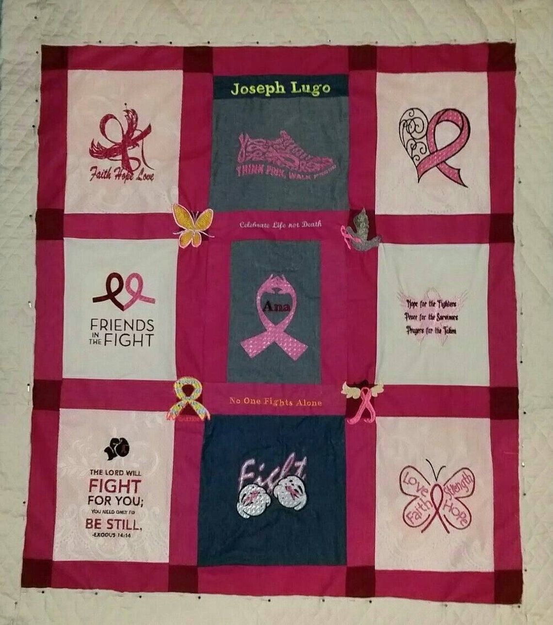 Cancer Hope Quilt Block Applique Machine Embroidery, 8 Formats(dst,exp ...