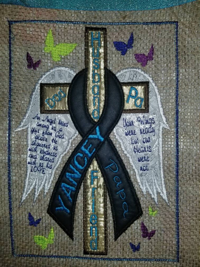 Cancer Ribbon Cross Wings Machine Embroidery Applique 4 - Etsy