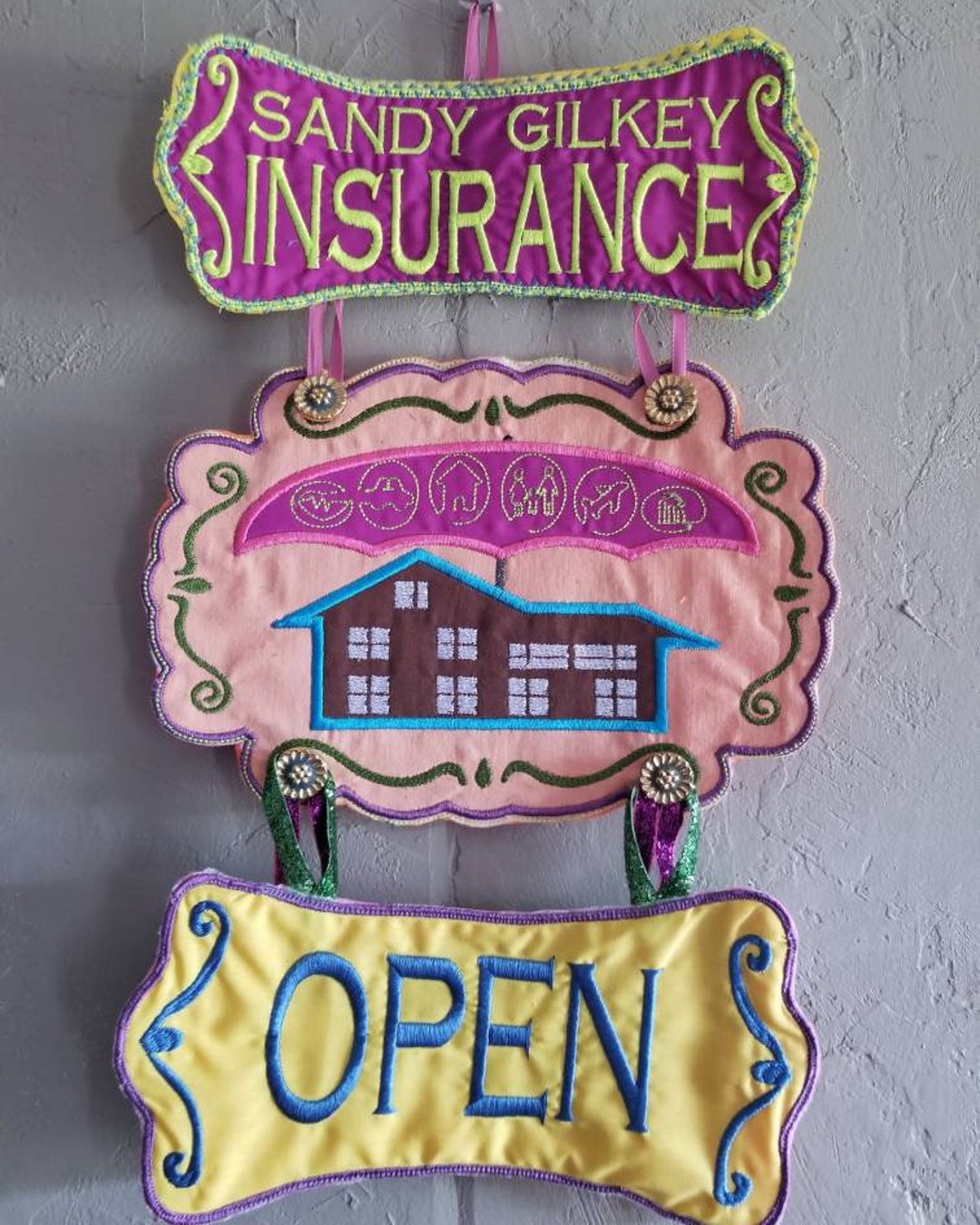 INSURANCE Sign-applique Machine Embroidery ,3 Designs,4 Sizes,8 Formats ...