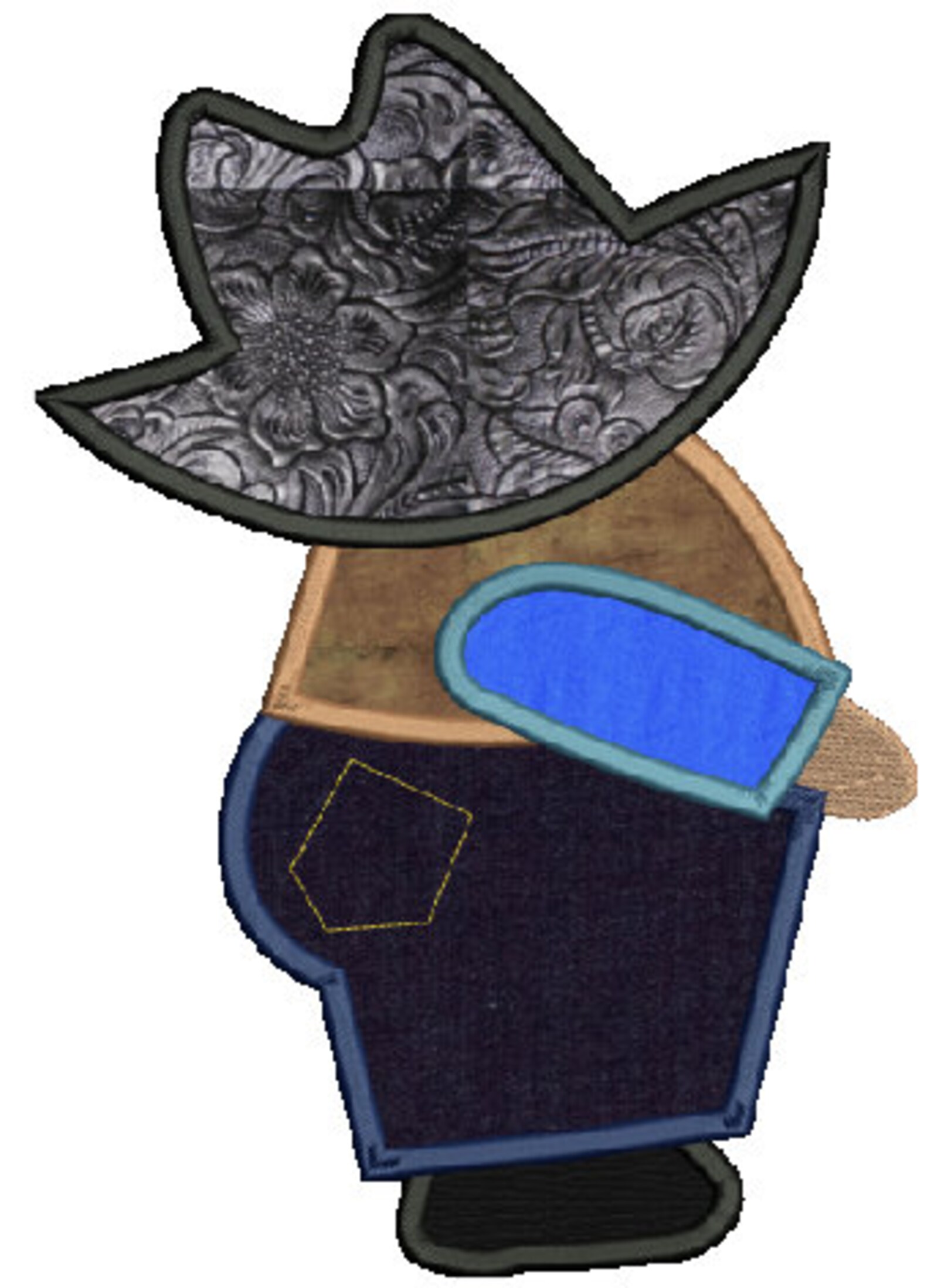 Cowboy Sam Machine Embroidery Applique Design,4 Sizes,8 Formats(dst,exp ...