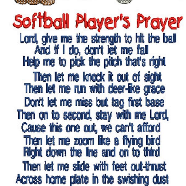 Softball Prayer - Etsy