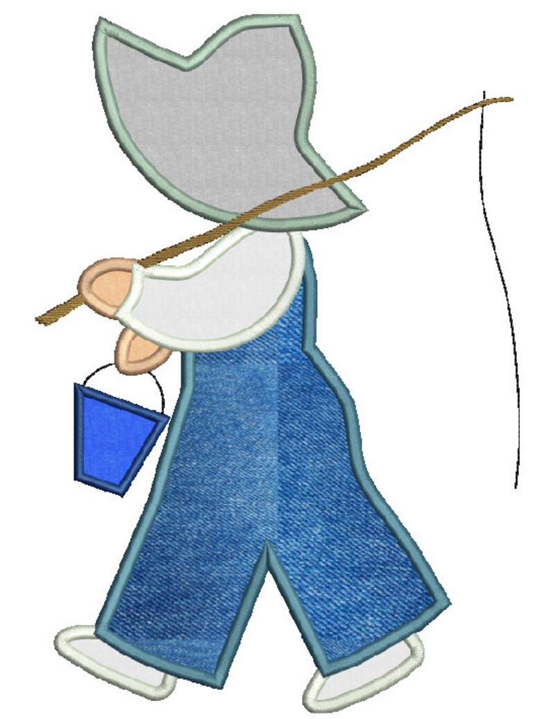 Original Sam Fishing Machine Embroidery Applique Design,4 Sizes,8 ...