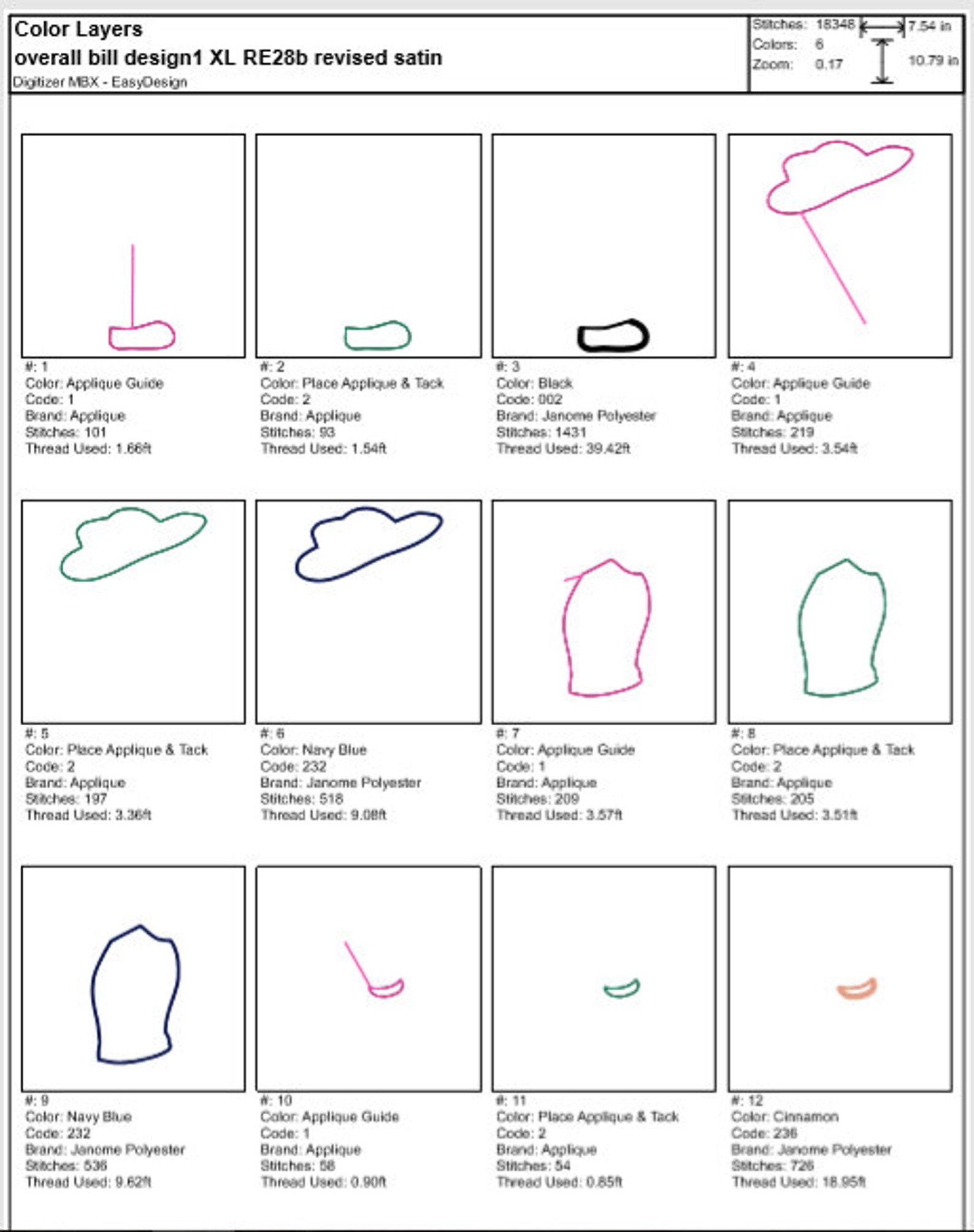 REVISED Overall Bill Embroidery Applique Design4, 4 Sizes, 8 Formats ...