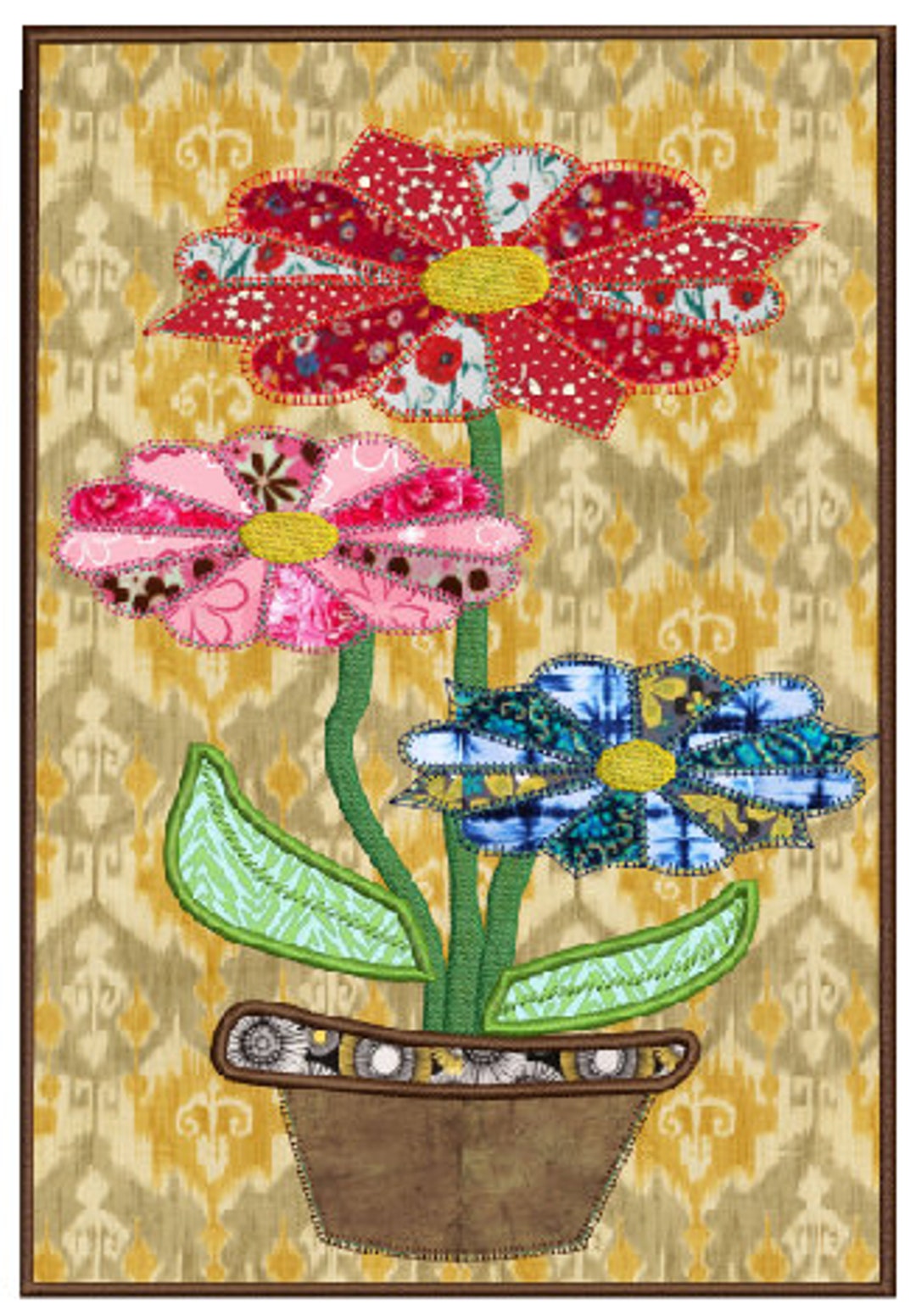 Flower Quilt Block Embroidery Applique Design,3 Sizes,8 Formats(dst,exp ...