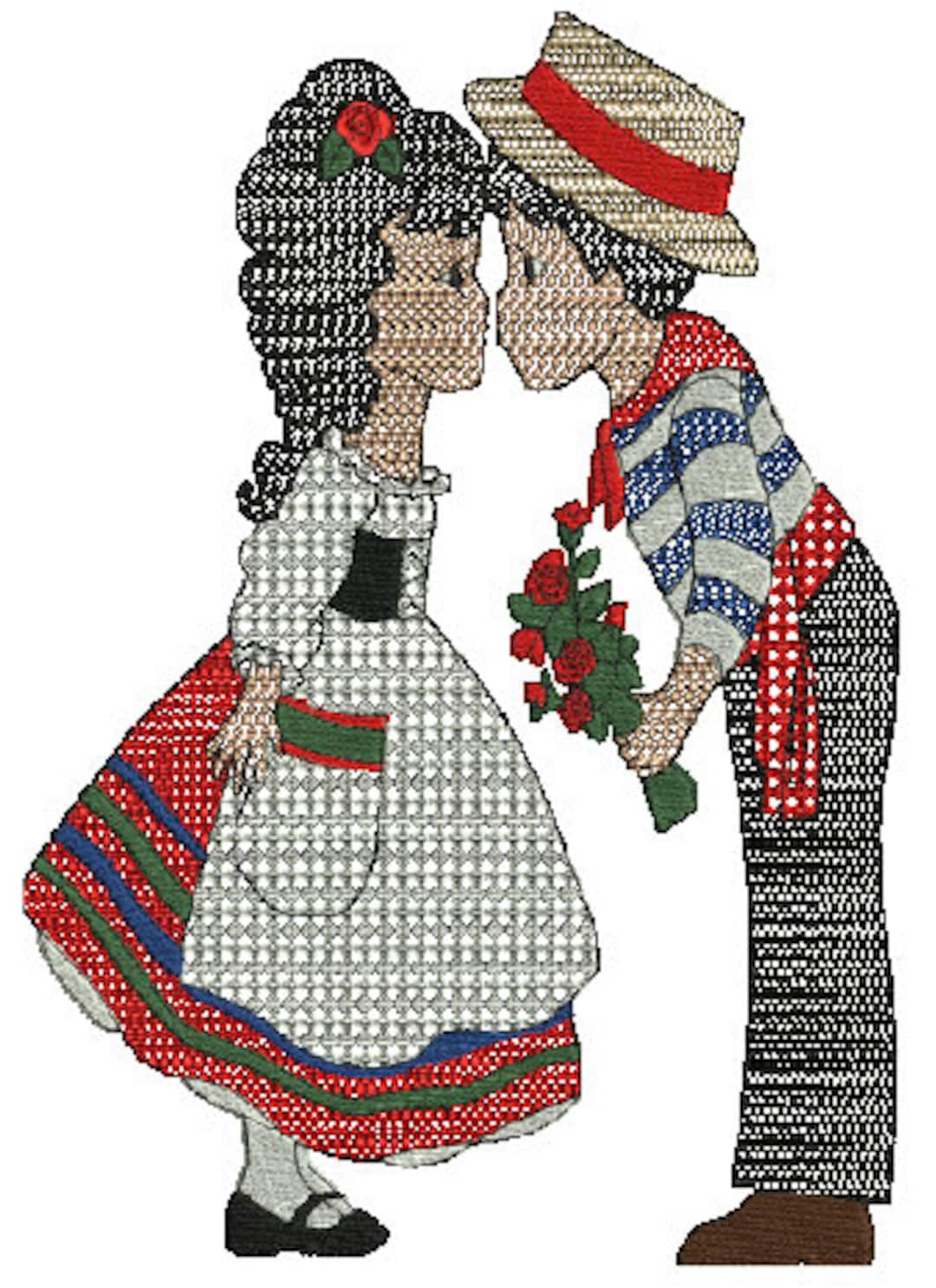 World Couple Italian Machine Embroidery Colorline Design,4 Sizes,8 ...