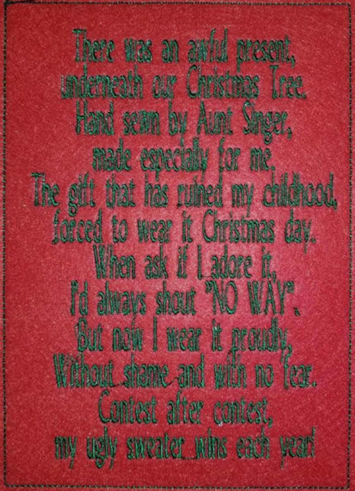 Ugly Sweater Ornament and Poem Machine Embroidery Applique2 - Etsy