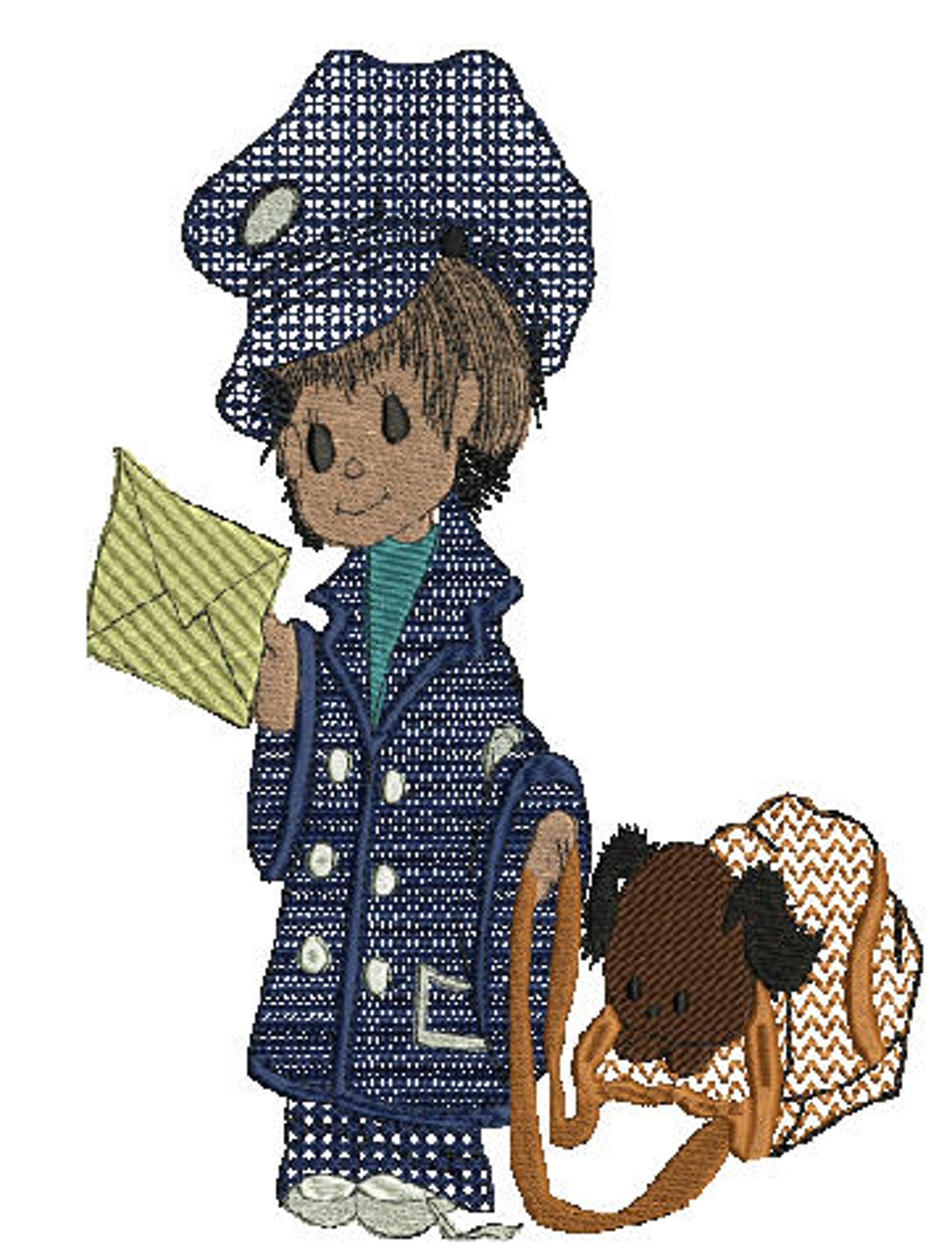 Little Mailman Machine Embroidery Colorwork Design4 4 sizes8 | Etsy