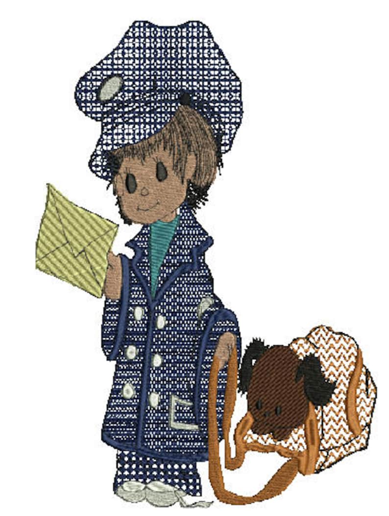 Little Mailman Machine Embroidery Colorwork Design4 4 Sizes8 - Etsy