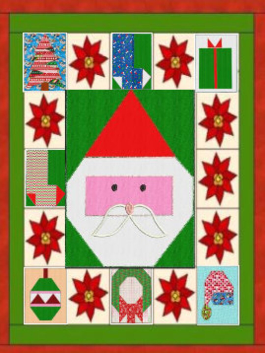 Christmas Santa Quilt Block Embroidery Applique, 4 Sizes, 8 Formats(dst ...