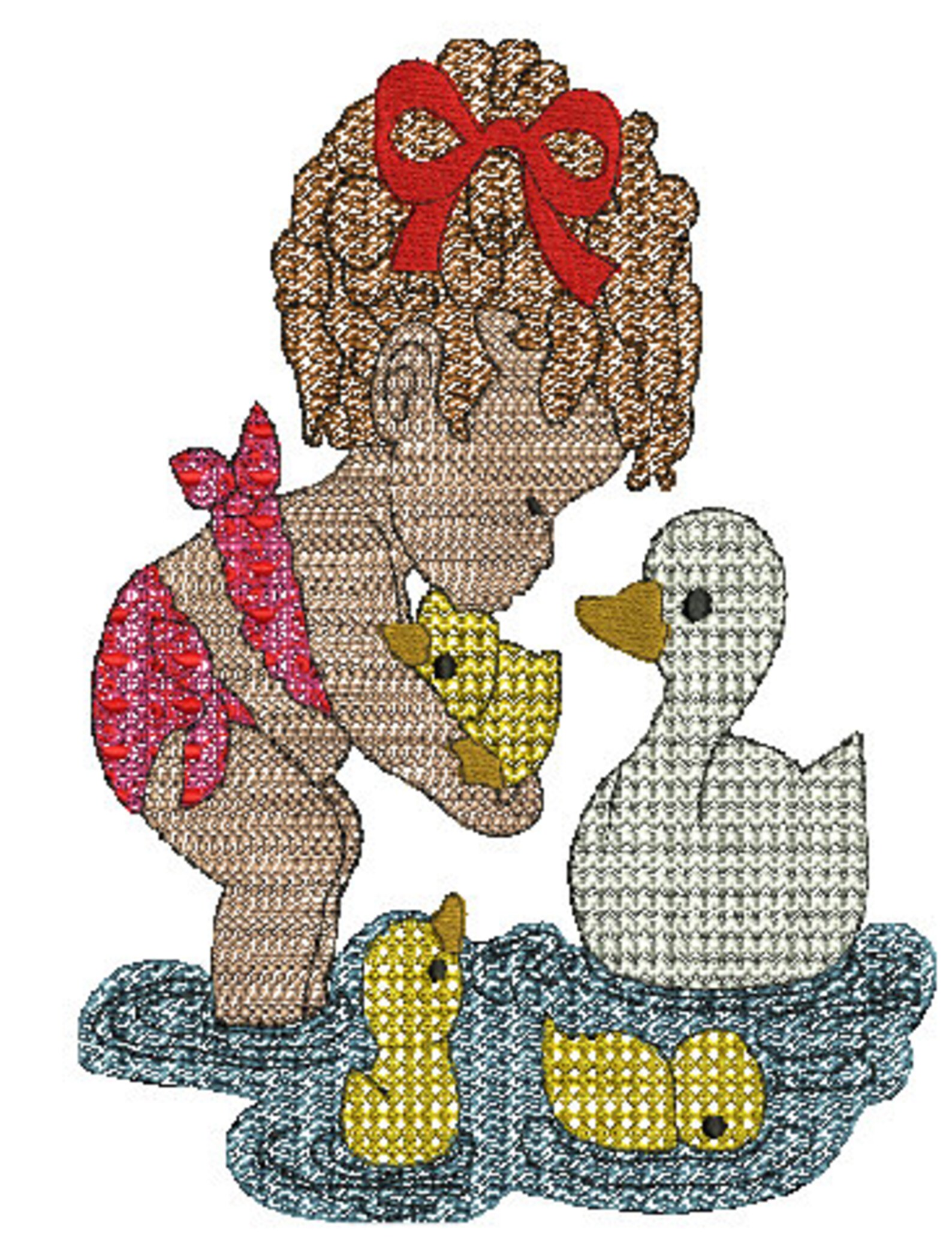 DUCK WADING Machine Embroidery Motif Fill,4 Sizes,8 Formats(dst,exp,jef ...